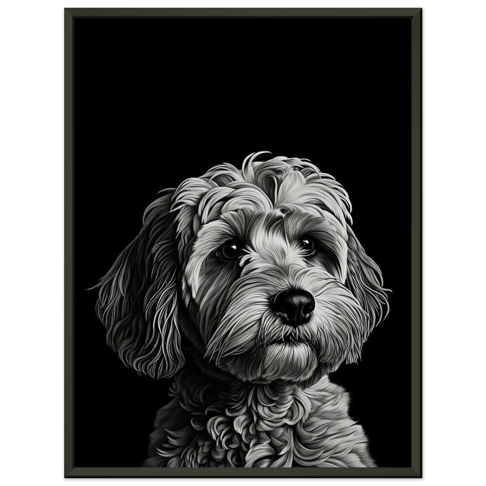Delightful Cockapoo Portrait Scratchboard-style Print | Perfect Dog ...