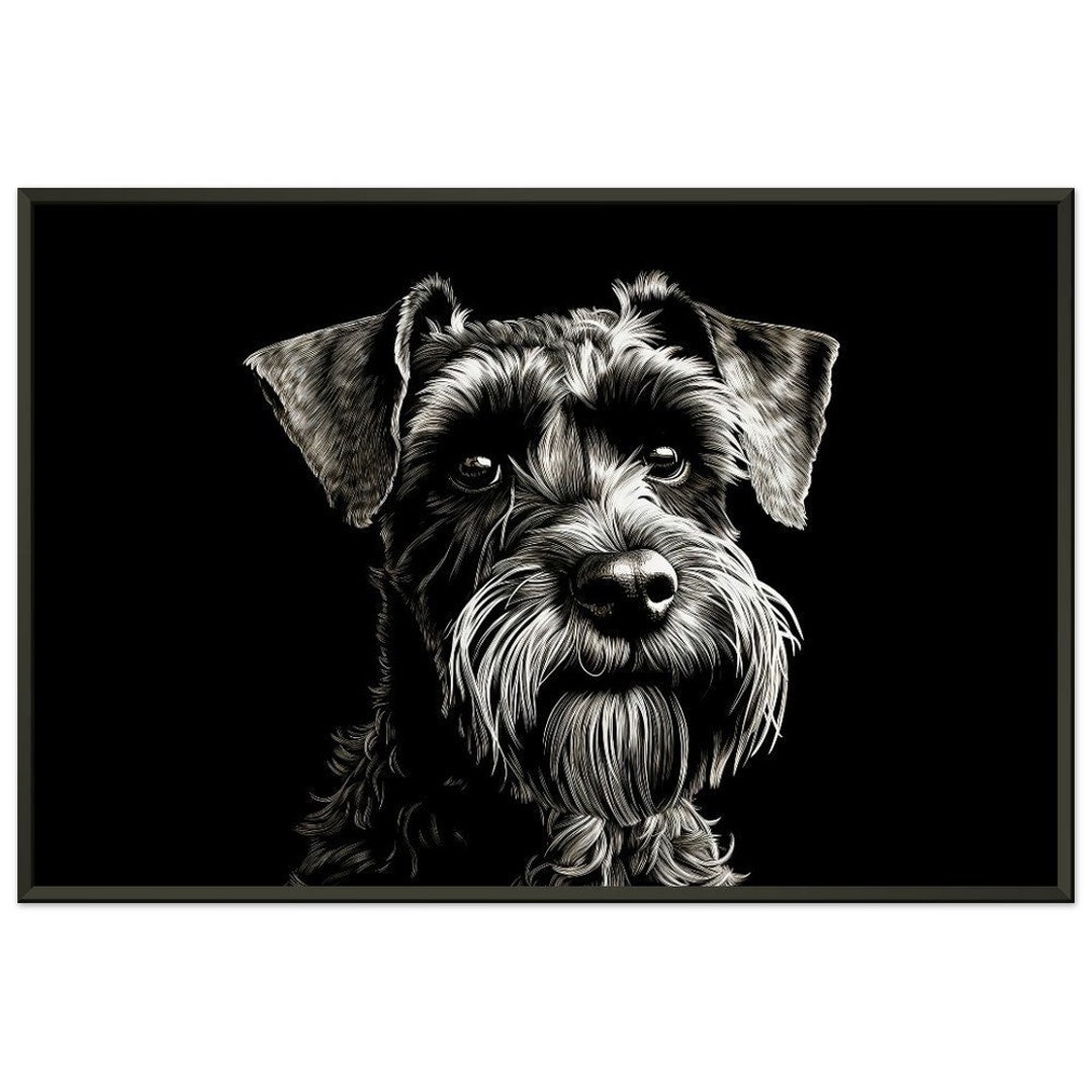 Schnauzer Portrait Print: Scratchboard Style Dog Art - Etsy