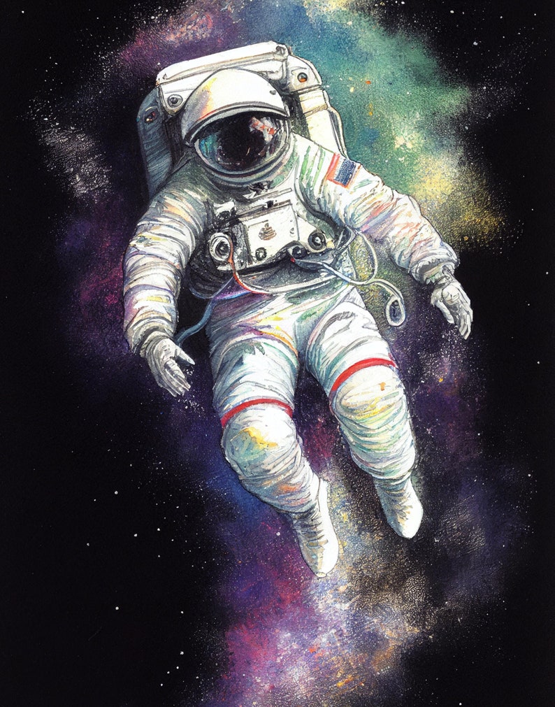 Astronaut in Colored Space - Etsy