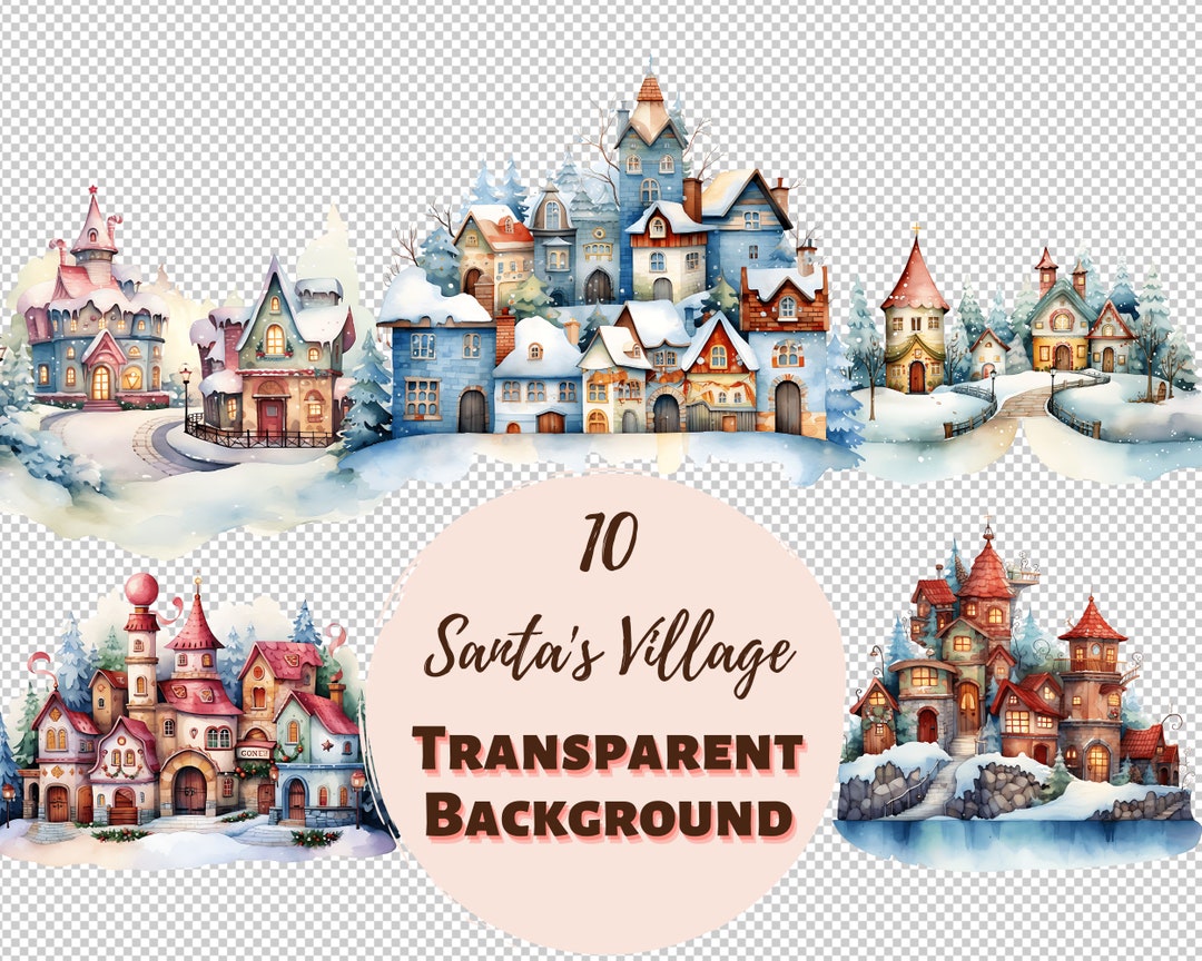 Santa's Village Design Bundle PNG Transparent Clipart Collection ...