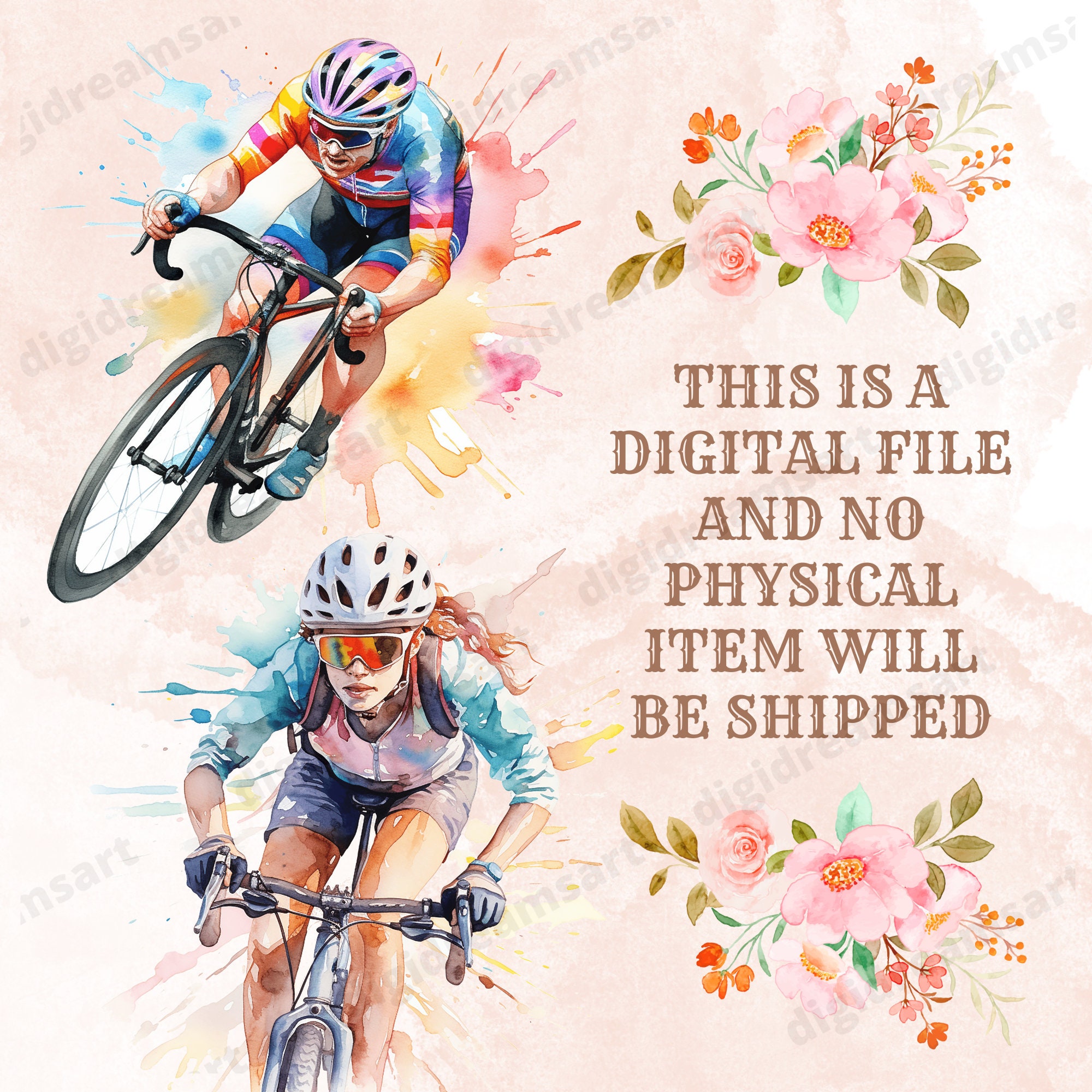 Cycling Clipart Bundle - Transparent PNG Collection, Digital Prints ...