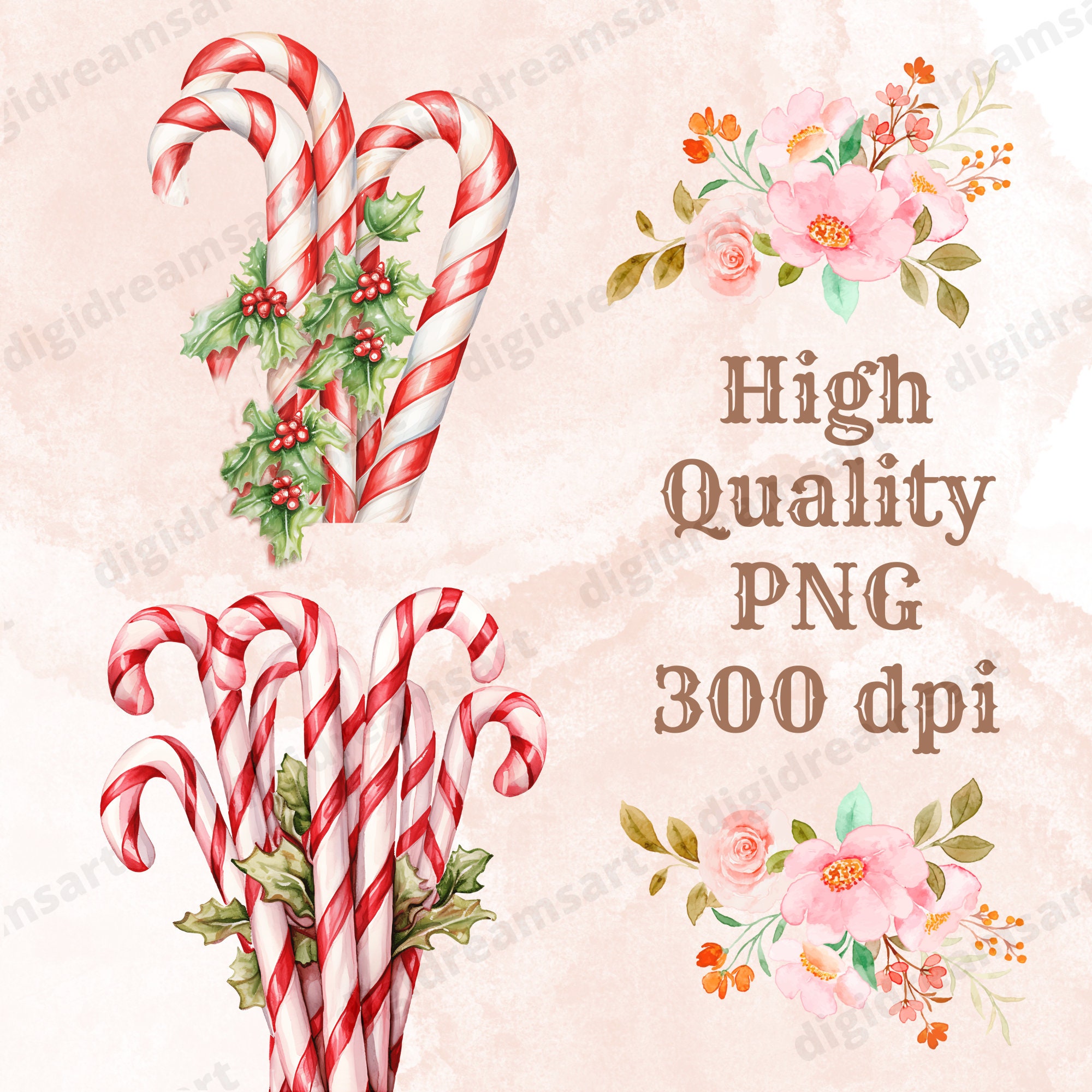 Christmas Candy Canes Design Bundle PNG Transparent Clipart Collection ...