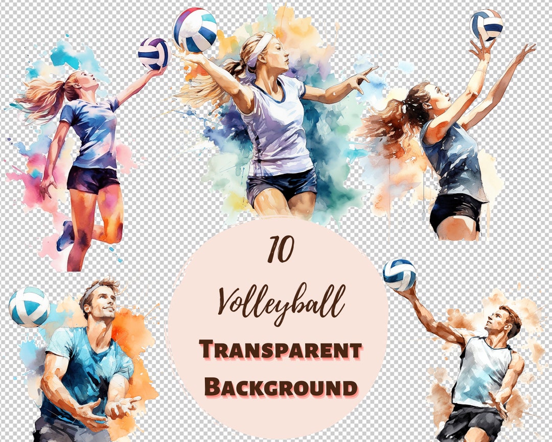 Volleyball Clipart Bundle - Transparent PNG Collection, Digital Prints ...