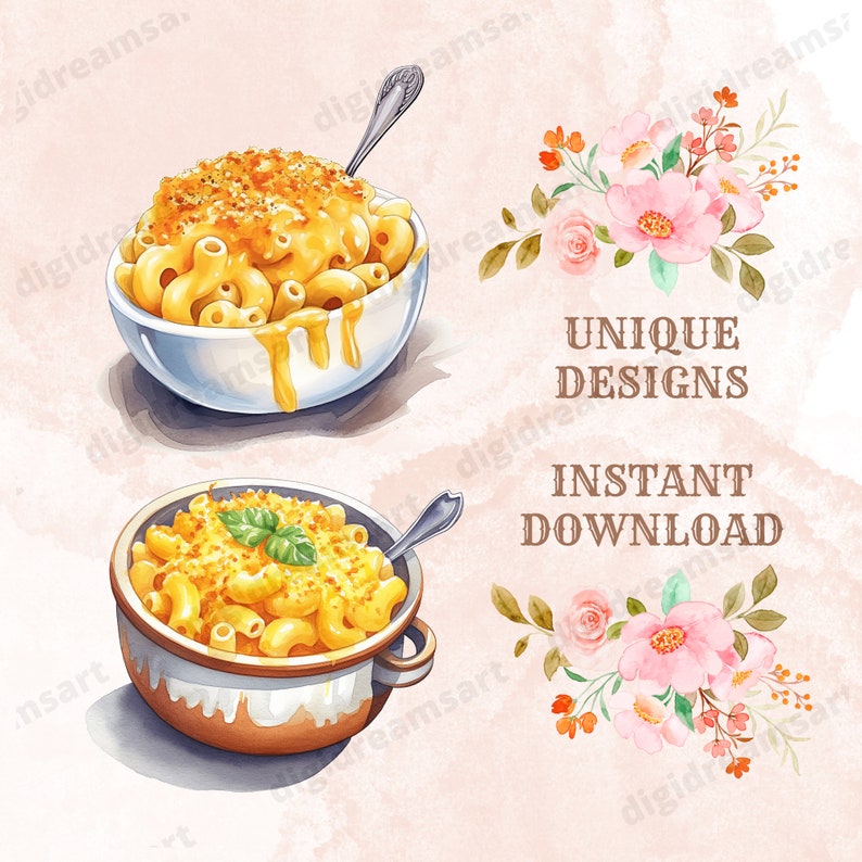 Mac and Cheese Clipart Bundle Transparent PNG Collection, Watercolor ...