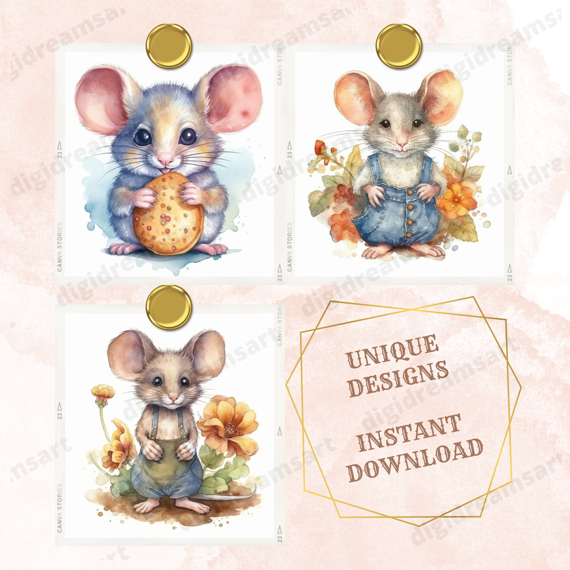 Cute Mouse Design Bundle: Cute Clipart Digital Prints and - Etsy