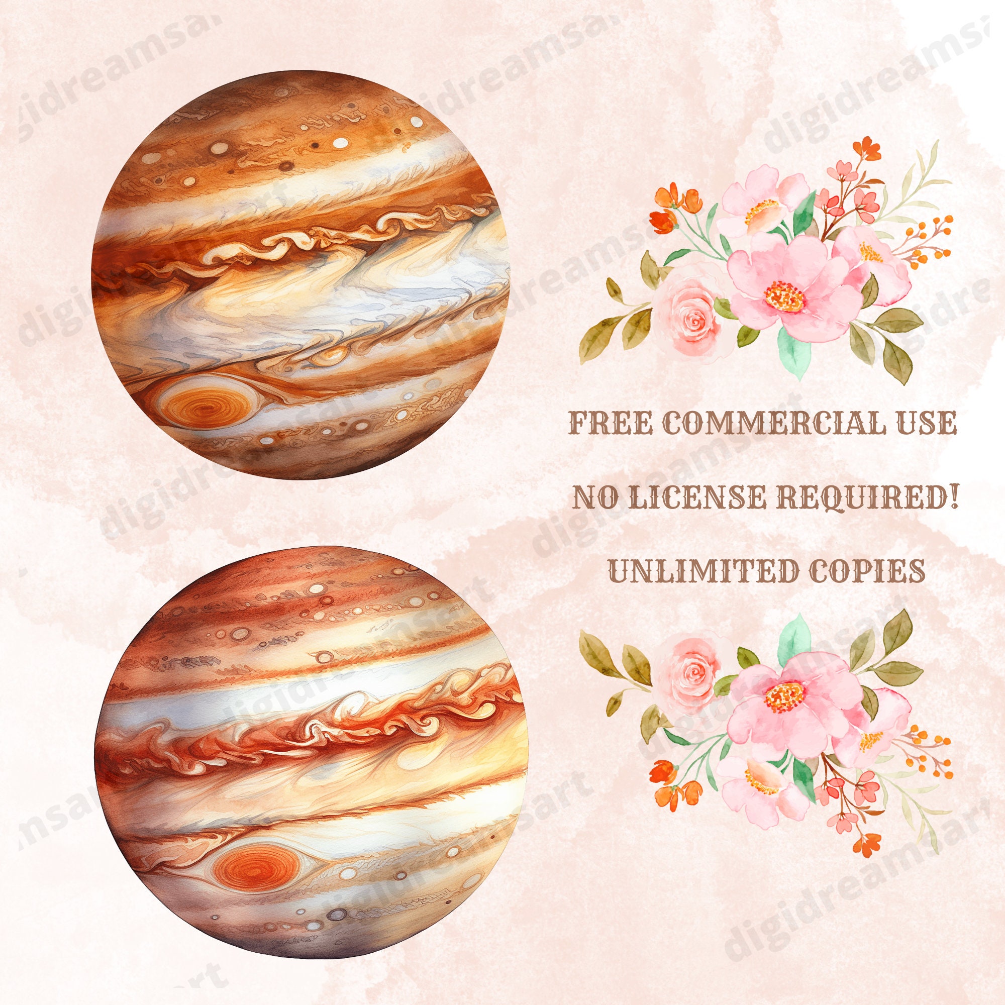 Planet Jupiter Clipart Bundle Transparent PNG Collection, Digital ...