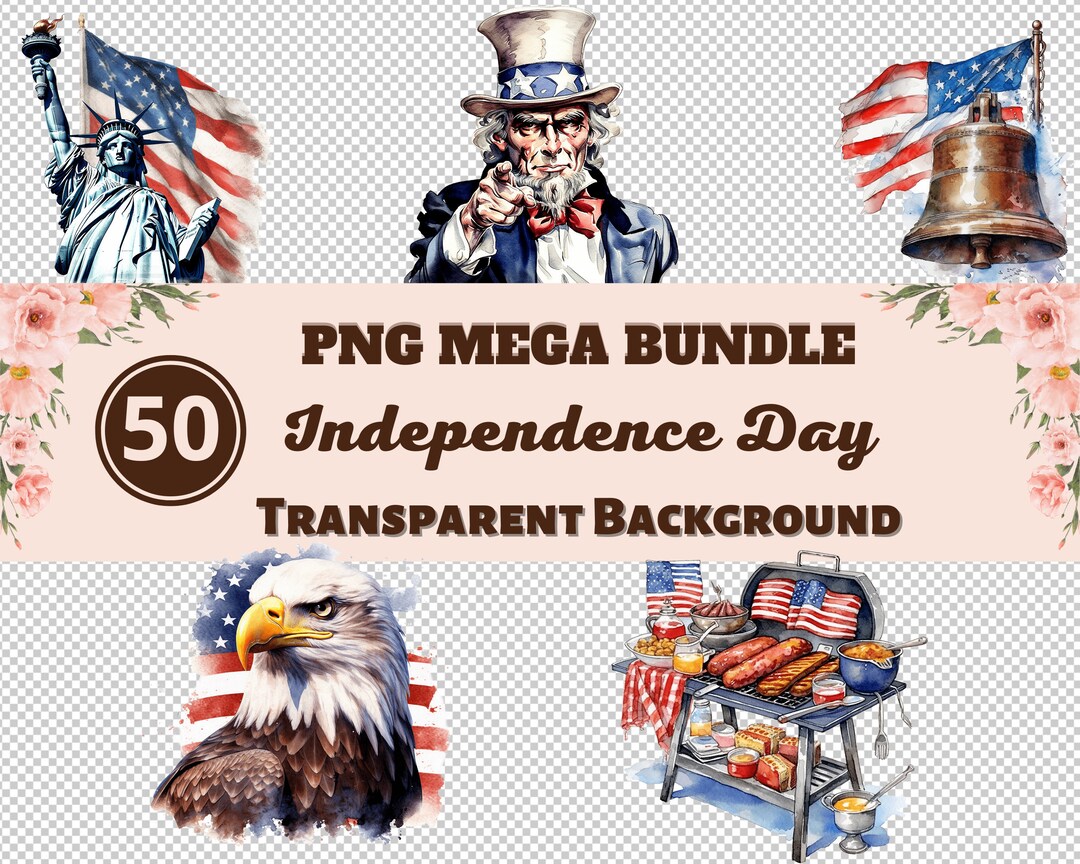 Independence Day 4 July Mega Bundle 50 PNG Clipart - Transparent PNG ...