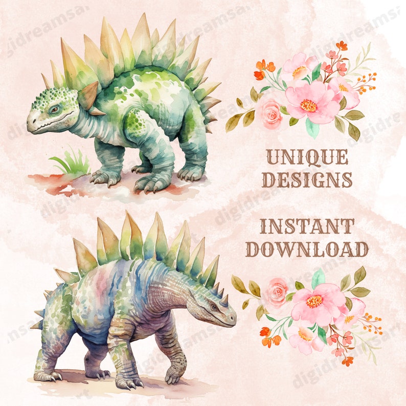 Stegosaurus Clipart Bundle Transparent PNG Collection - Etsy