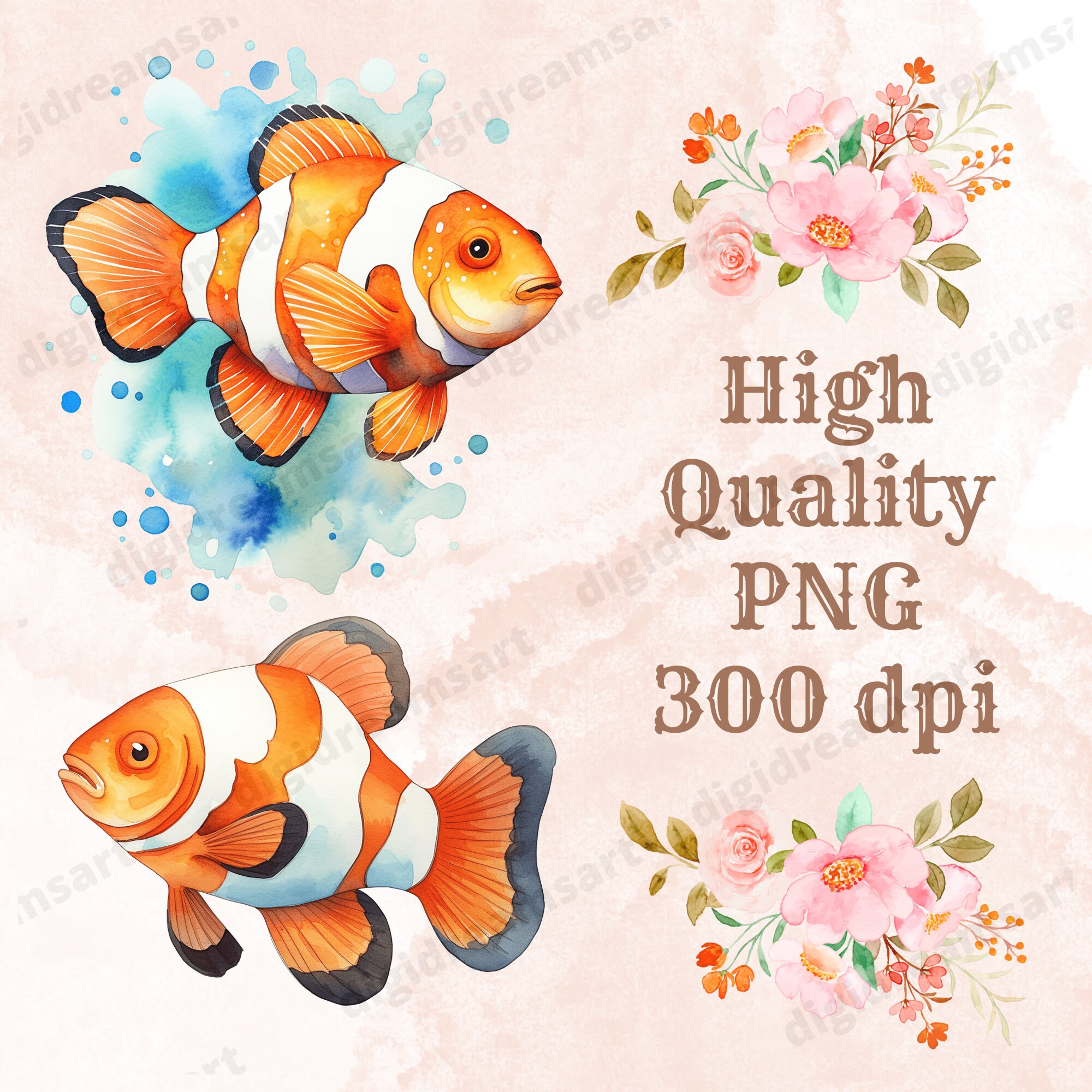 Clownfish, Clipart Bundle Transparent PNG Collection, Digital Prints ...