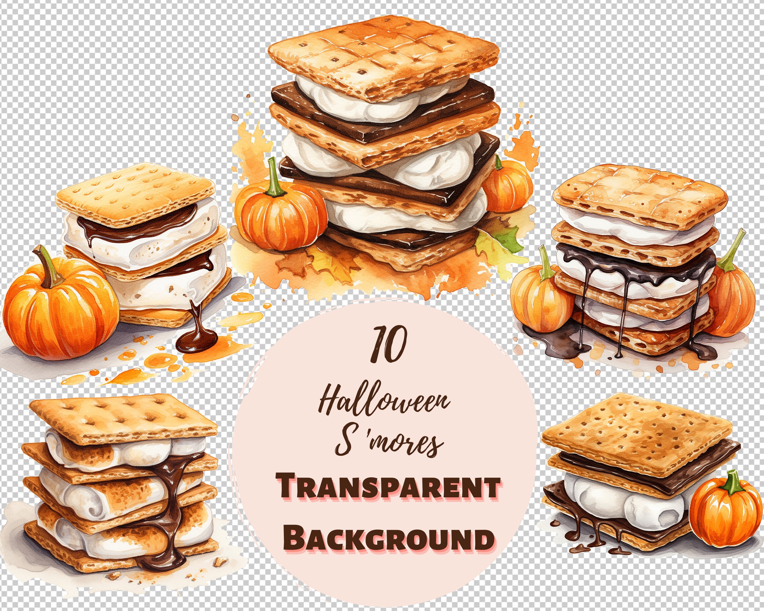 Halloween S'mores Clipart Bundle Transparent PNG - Etsy
