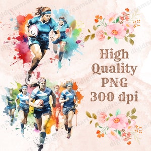 Women's Rugby Clipart Bundle - Transparent PNG Collection, Digital ...