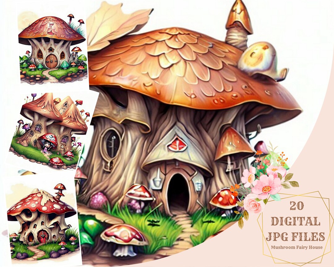 Step Into a World of Fantasy With Our Mushroom Fairy House Clipart and ...