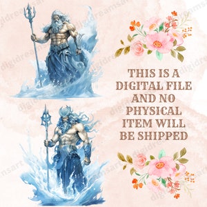Poseidon Design Bundle - PNG Transparent Clipart Collection, Watercolor ...