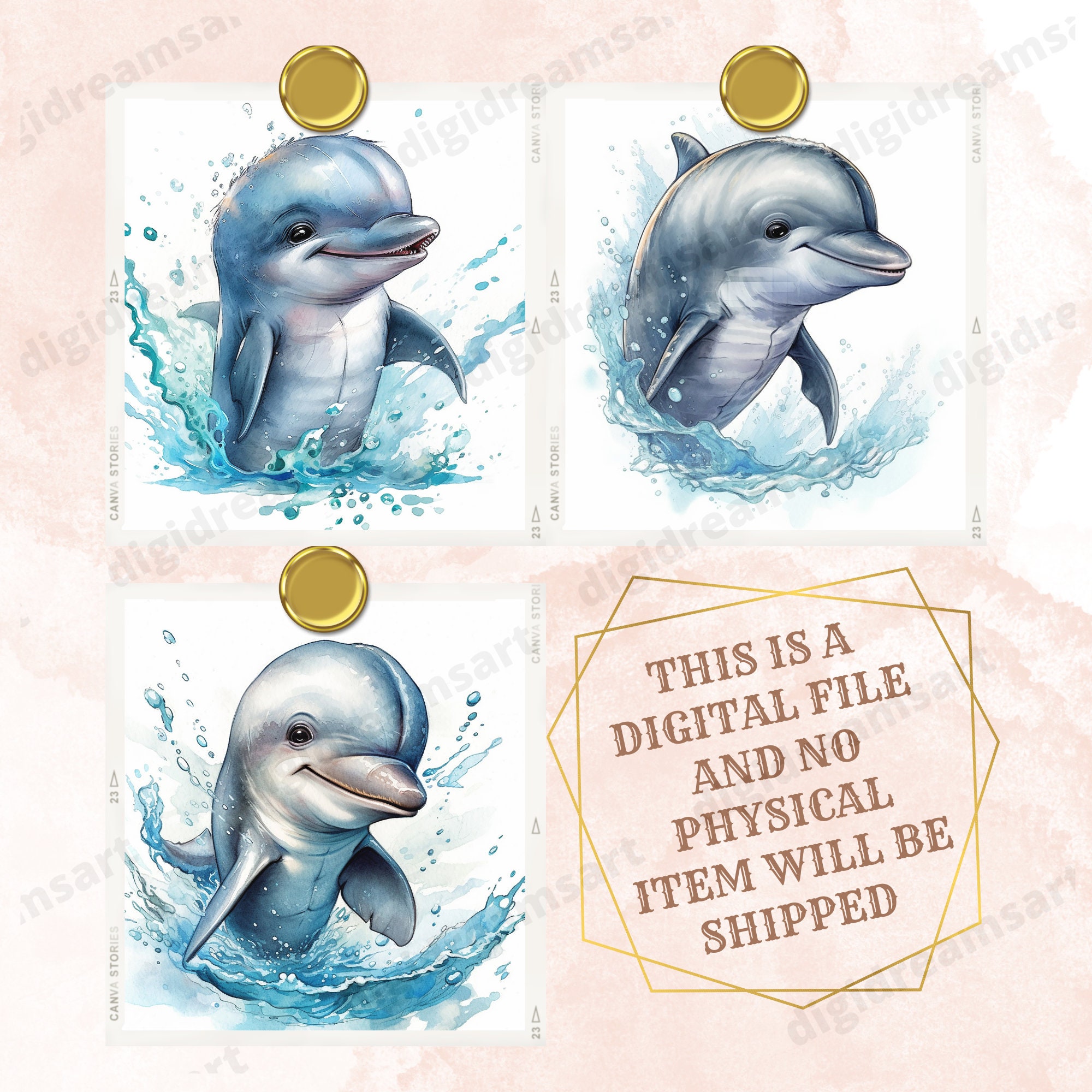 Dive Into Adorable Creativity With Cute Dolphin Bundle! Digital Prints ...