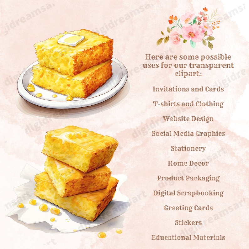 Cornbread Clipart Bundle Transparent PNG Collection - Etsy