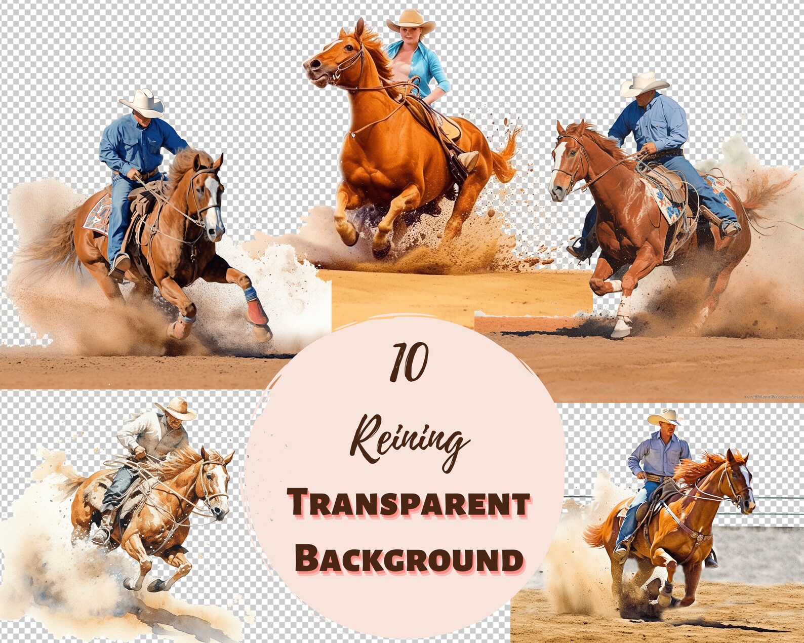 Reining Rodeo Cowboys Clipart Bundle Transparent PNG - Etsy
