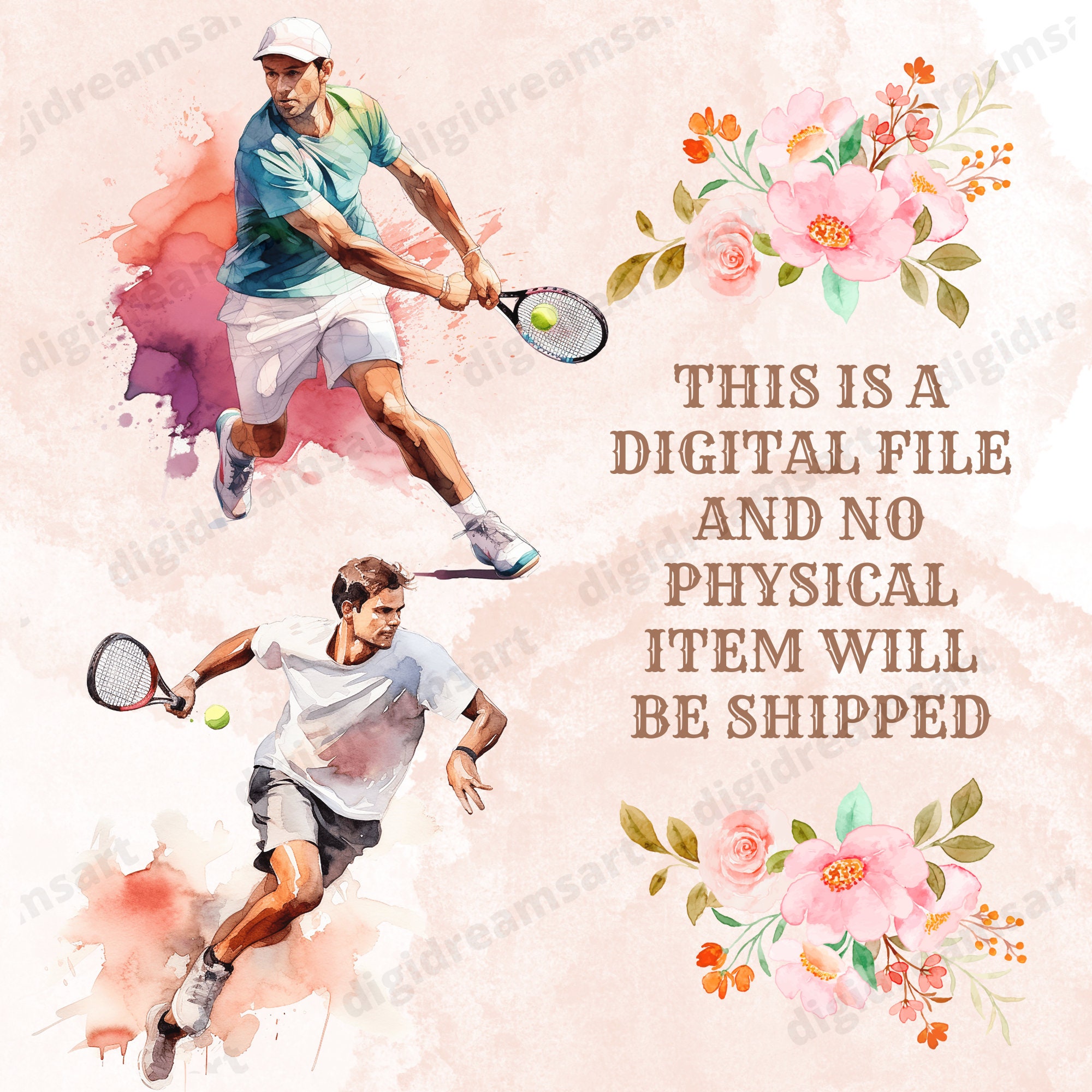 Tennis Clipart Bundle Transparent PNG Collection, Digital Prints ...