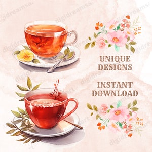 Hot Tea Design Bundle PNG Transparent Clipart Collection, Watercolor ...