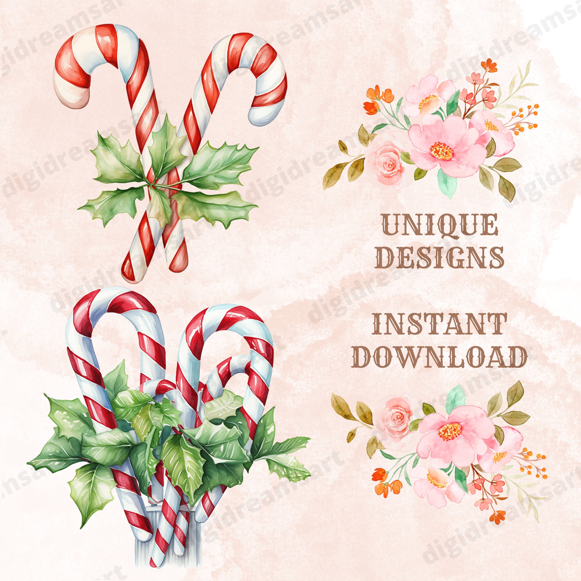 Christmas Candy Canes Design Bundle PNG Transparent Clipart Collection ...