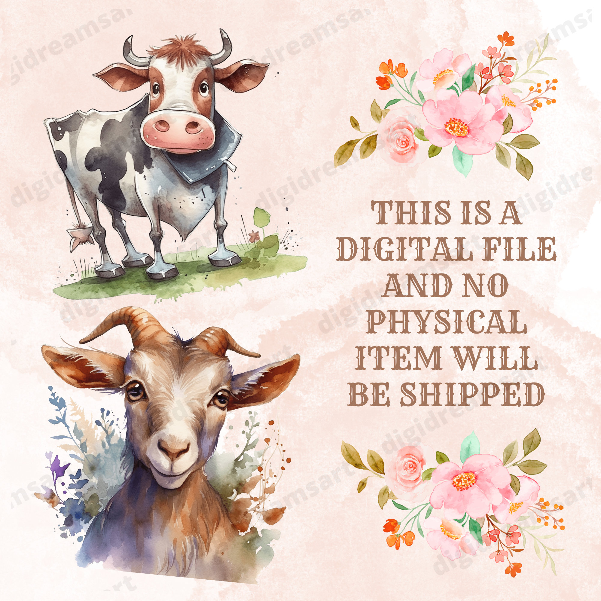 Funny Farm Clipart Bundle Transparent PNG Collection, Watercolor ...