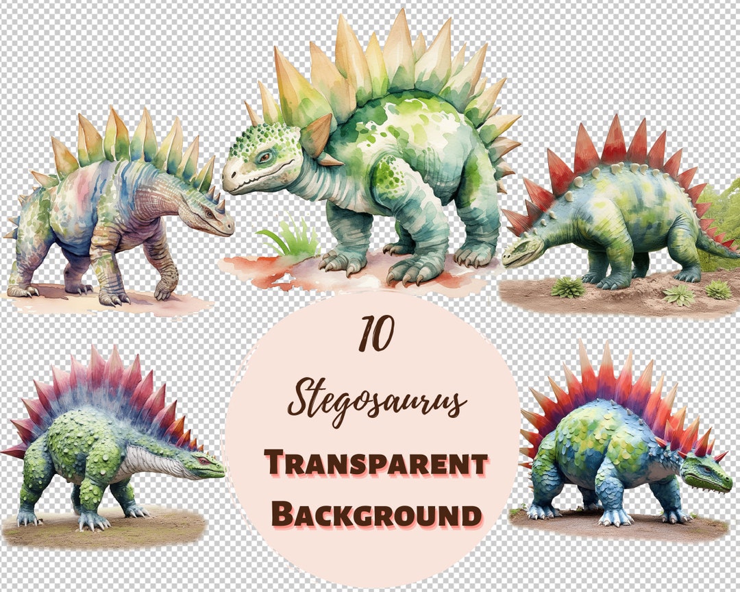 Stegosaurus, Clipart Bundle Transparent PNG Collection, Digital Prints ...