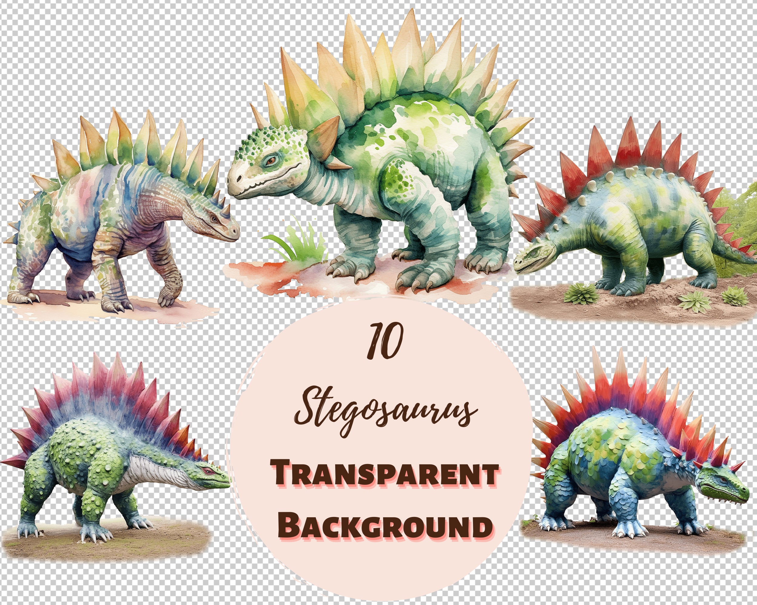 Stegosaurus Clipart Bundle Transparent PNG Collection - Etsy