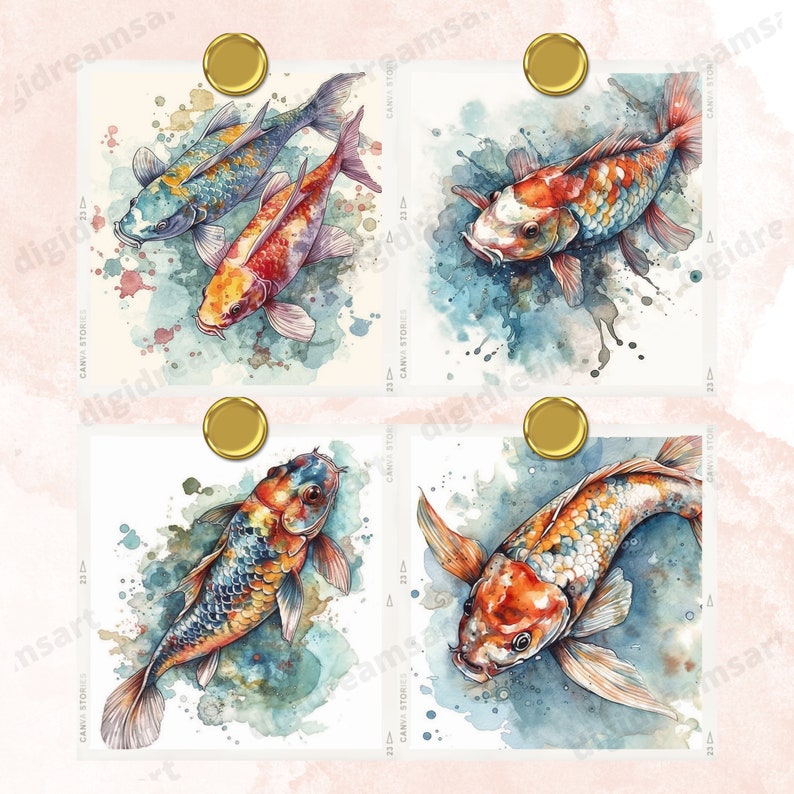 Make a Splash With Koi Fish Theme! Bundle of Digital Prints, Clipart ...