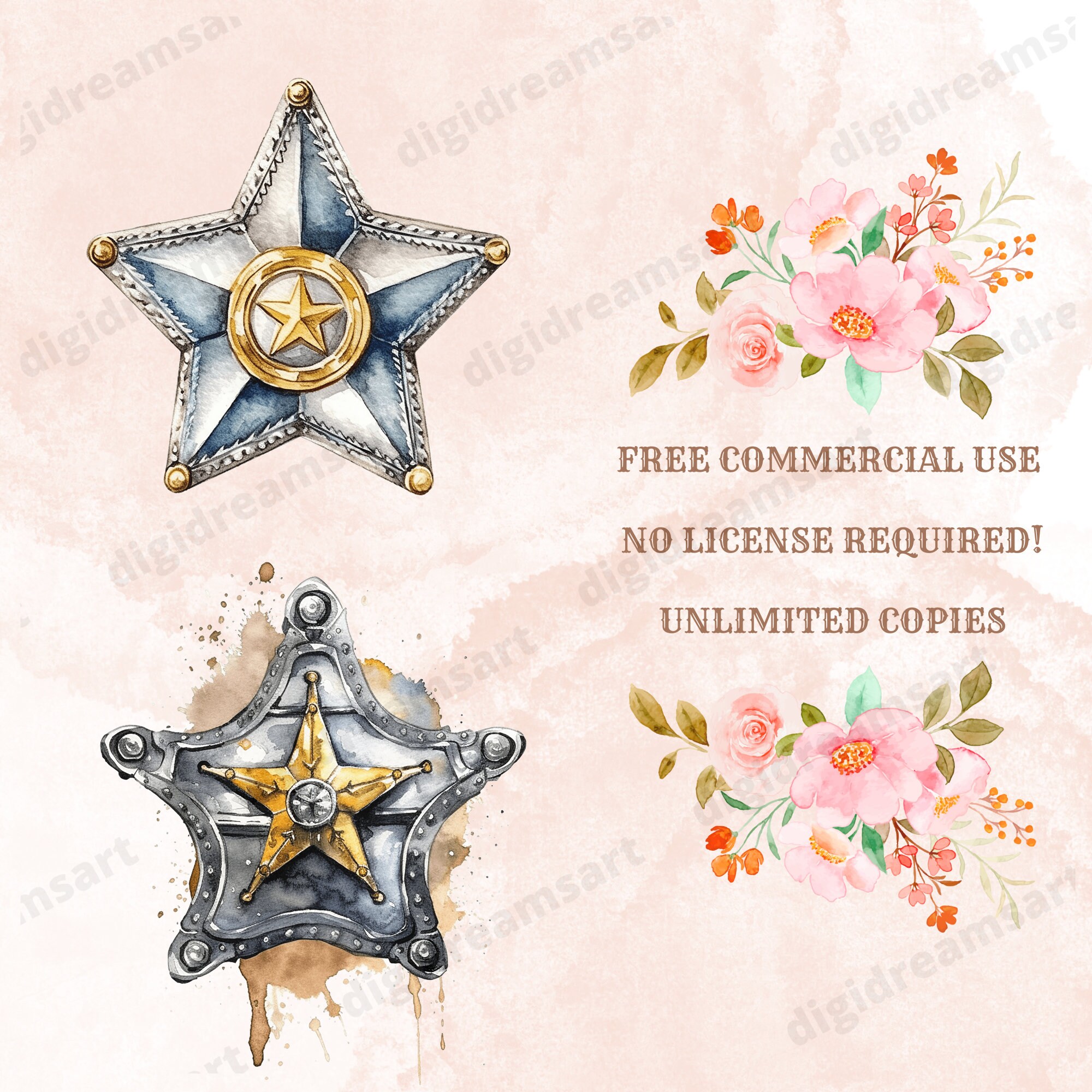 Sheriff Badge, Cowboys Clipart Bundle Transparent PNG Collection ...