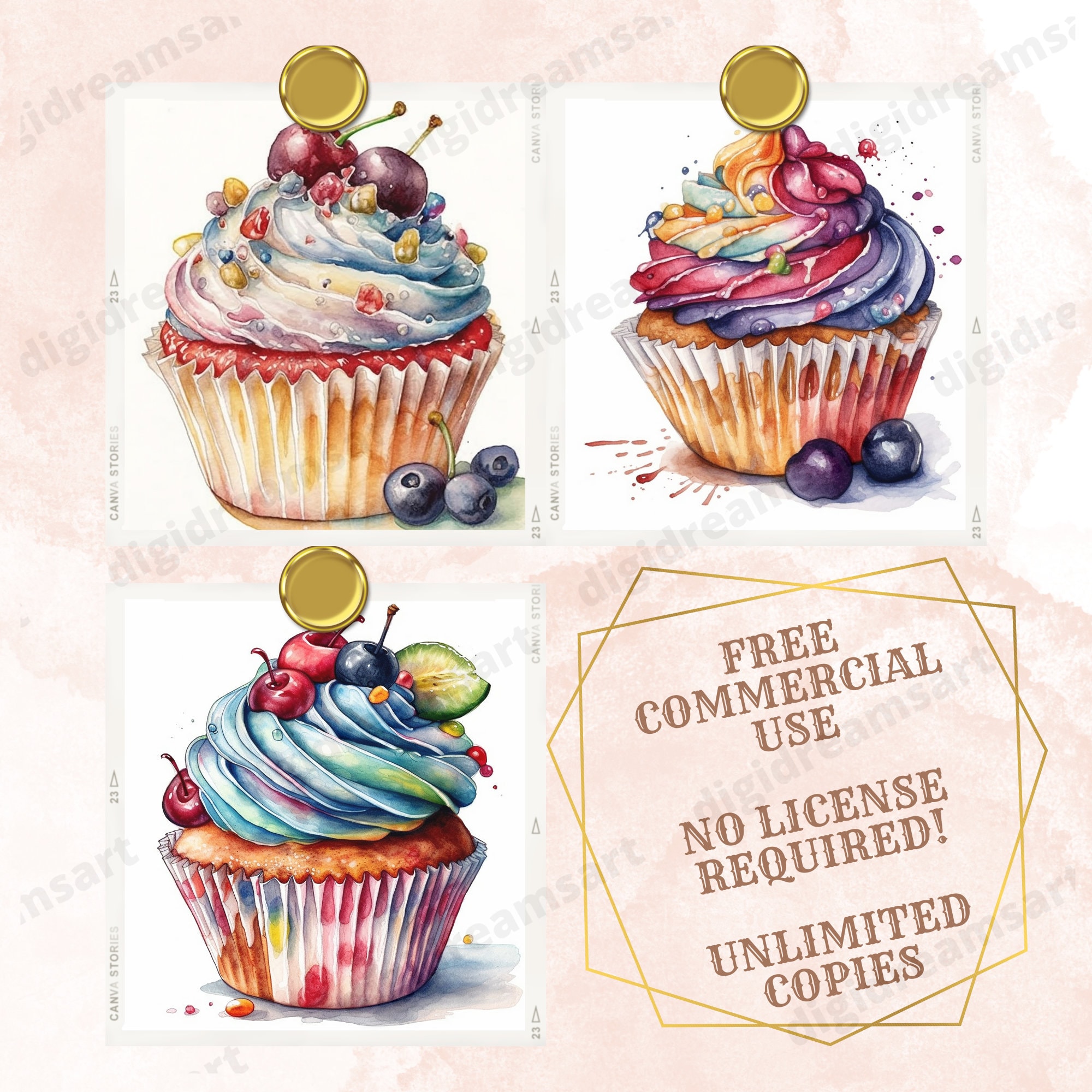Cupcake Design Bundle: Delicious Clipart, Digital Prints, and T-shirt ...