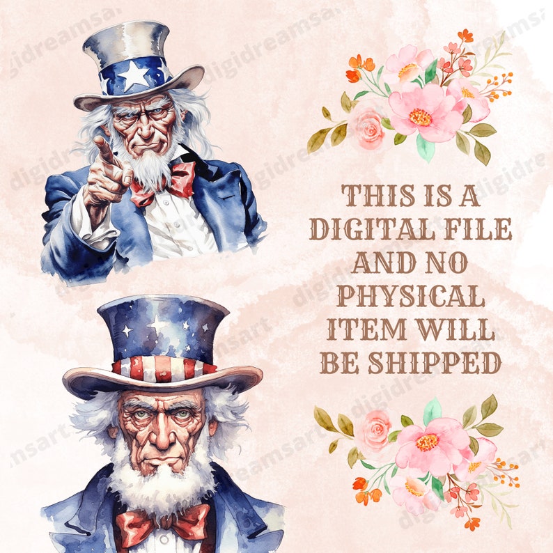 Independence Day Uncle Sam 4 July Clipart Bundle Transparent - Etsy