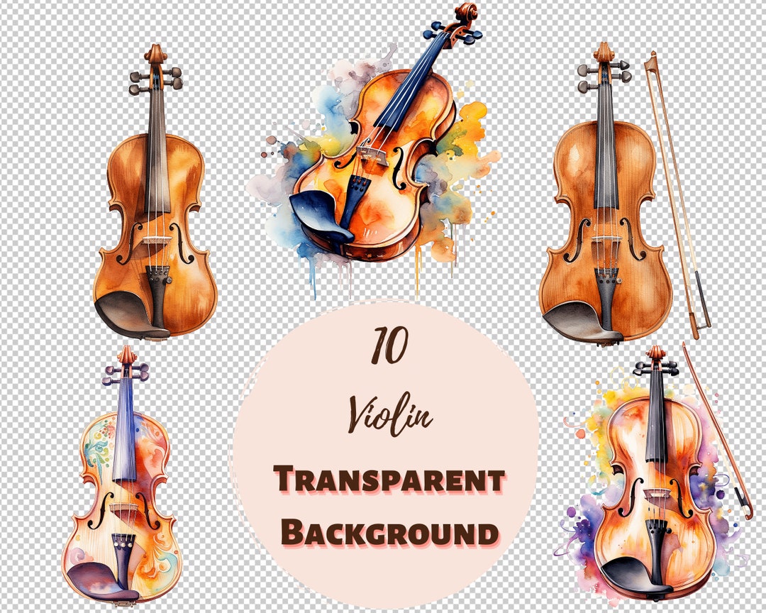 Violin Design Bundle - PNG Transparent Clipart Collection, Watercolor ...