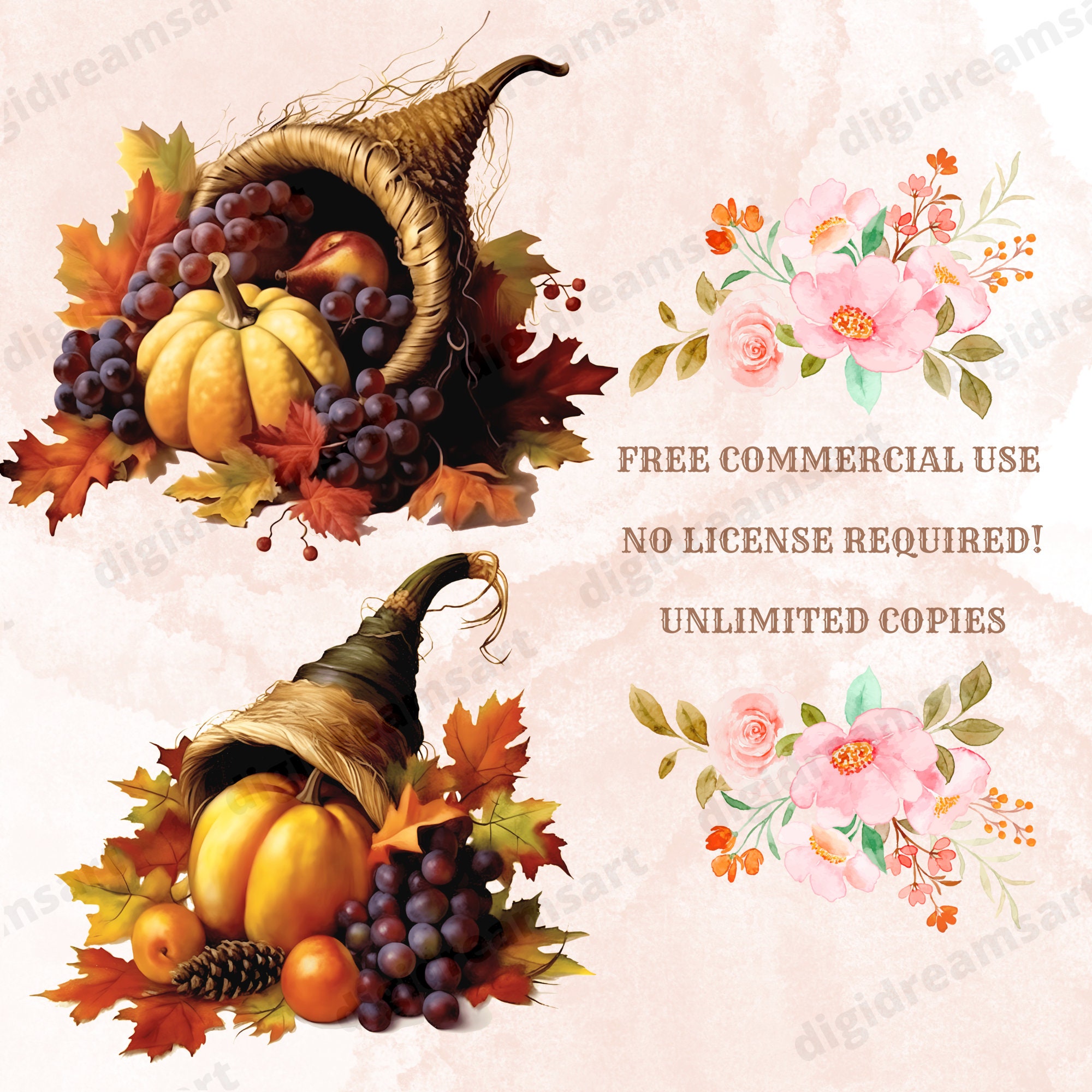Thanksgiving Cornucopia Design Bundle PNG Transparent Clipart ...