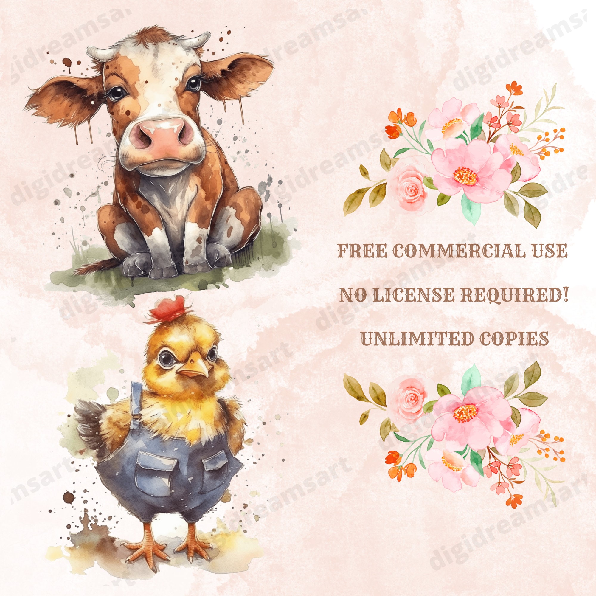 Funny Farm Clipart Bundle Transparent PNG Collection, Watercolor ...