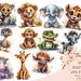 Safari Baby Animal Design Bundle: Clipart, Digital Prints, and T-shirt ...