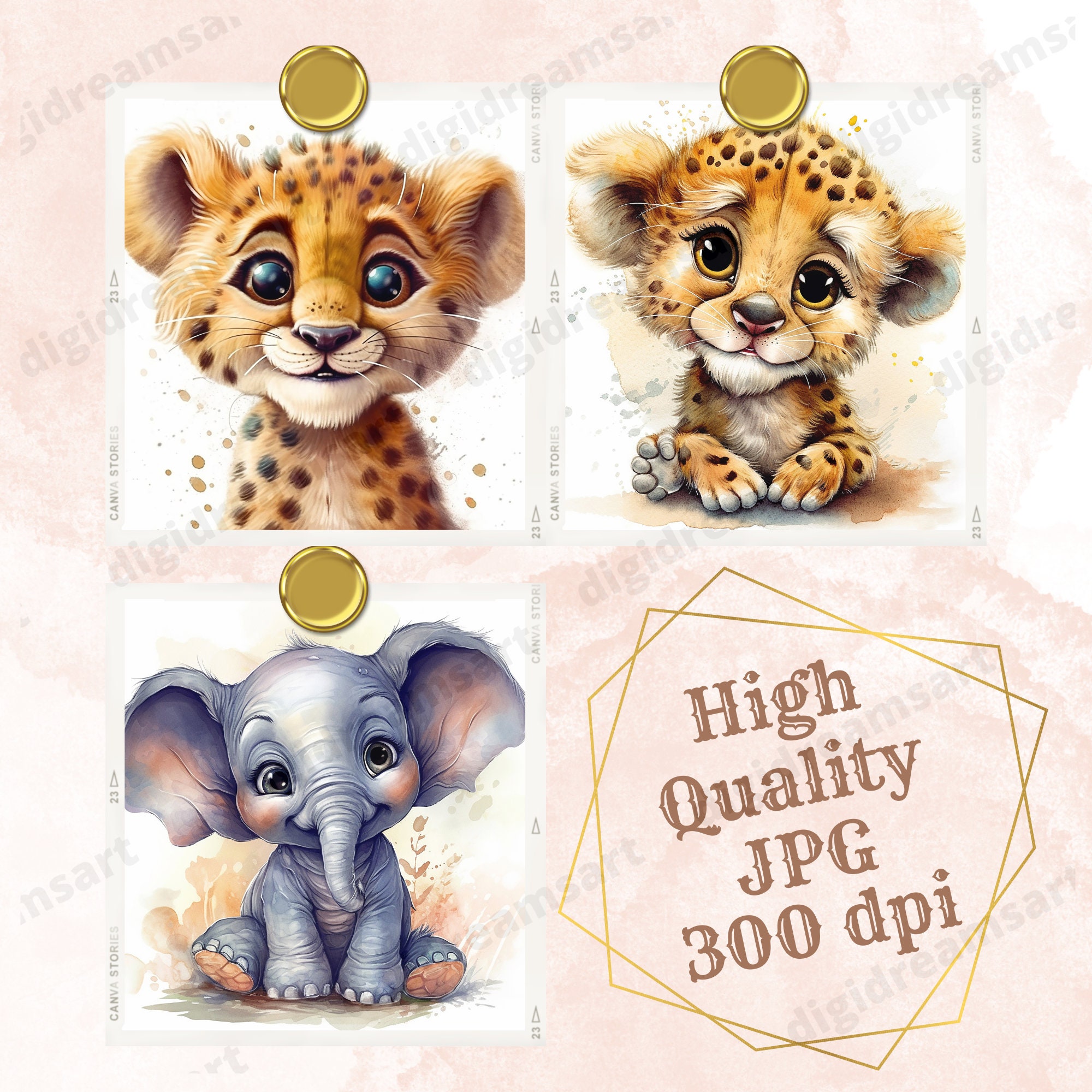 Baby Safari Design Bundle: Enchanting Clipart Digital Prints - Etsy