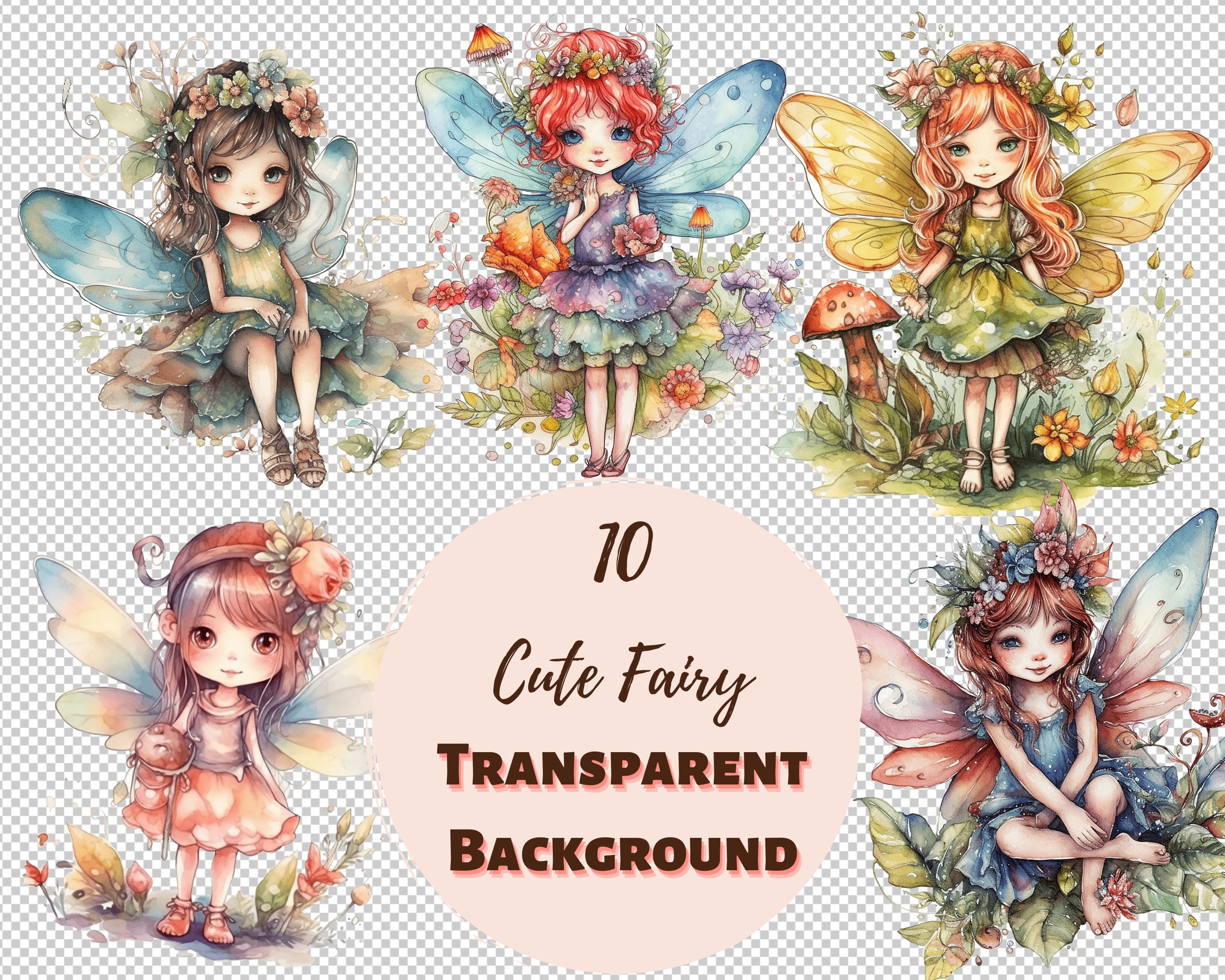 Cute Fairy Design Bundle - PNG Transparent Clipart Collection ...