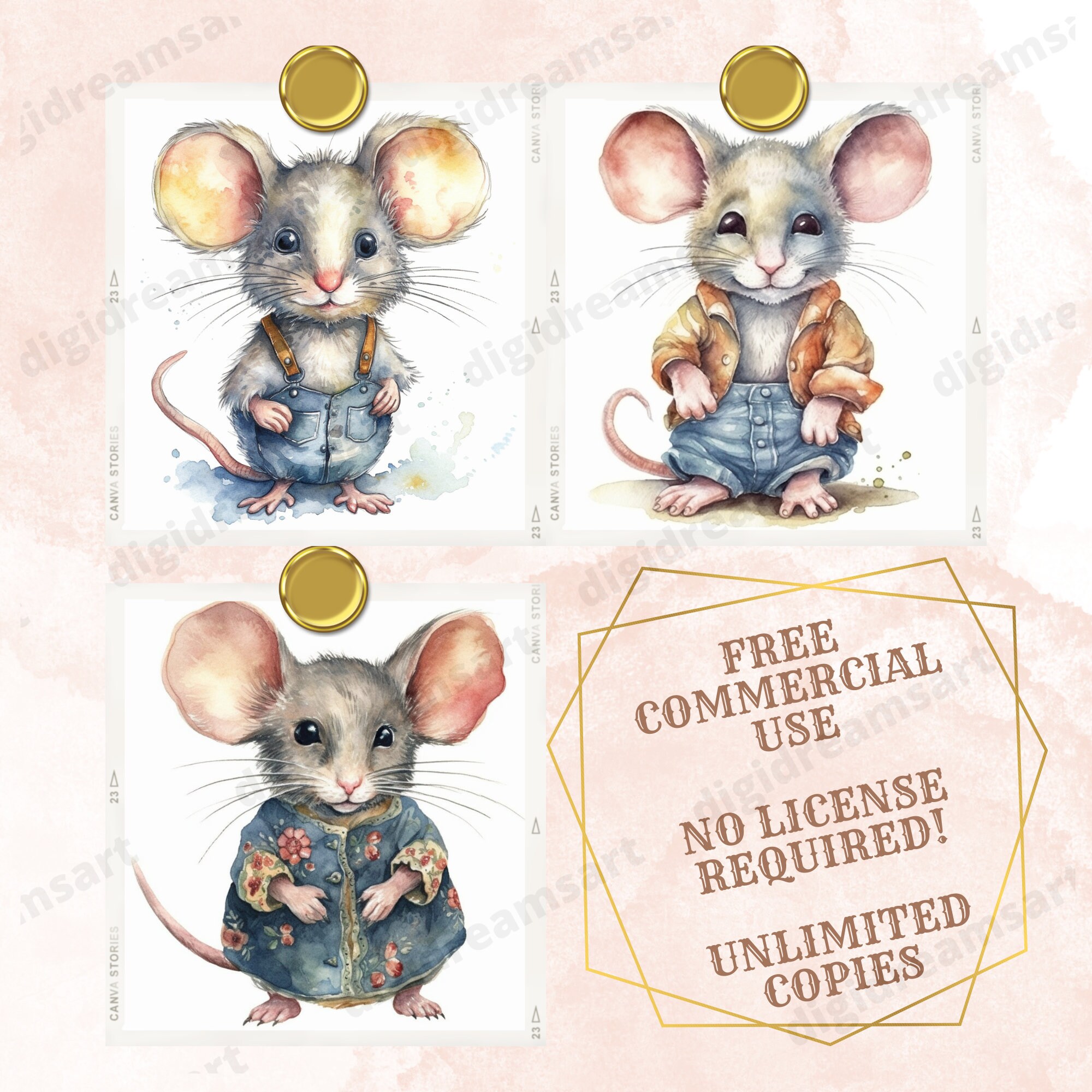 Cute Mouse Design Bundle: Cute Clipart Digital Prints and - Etsy
