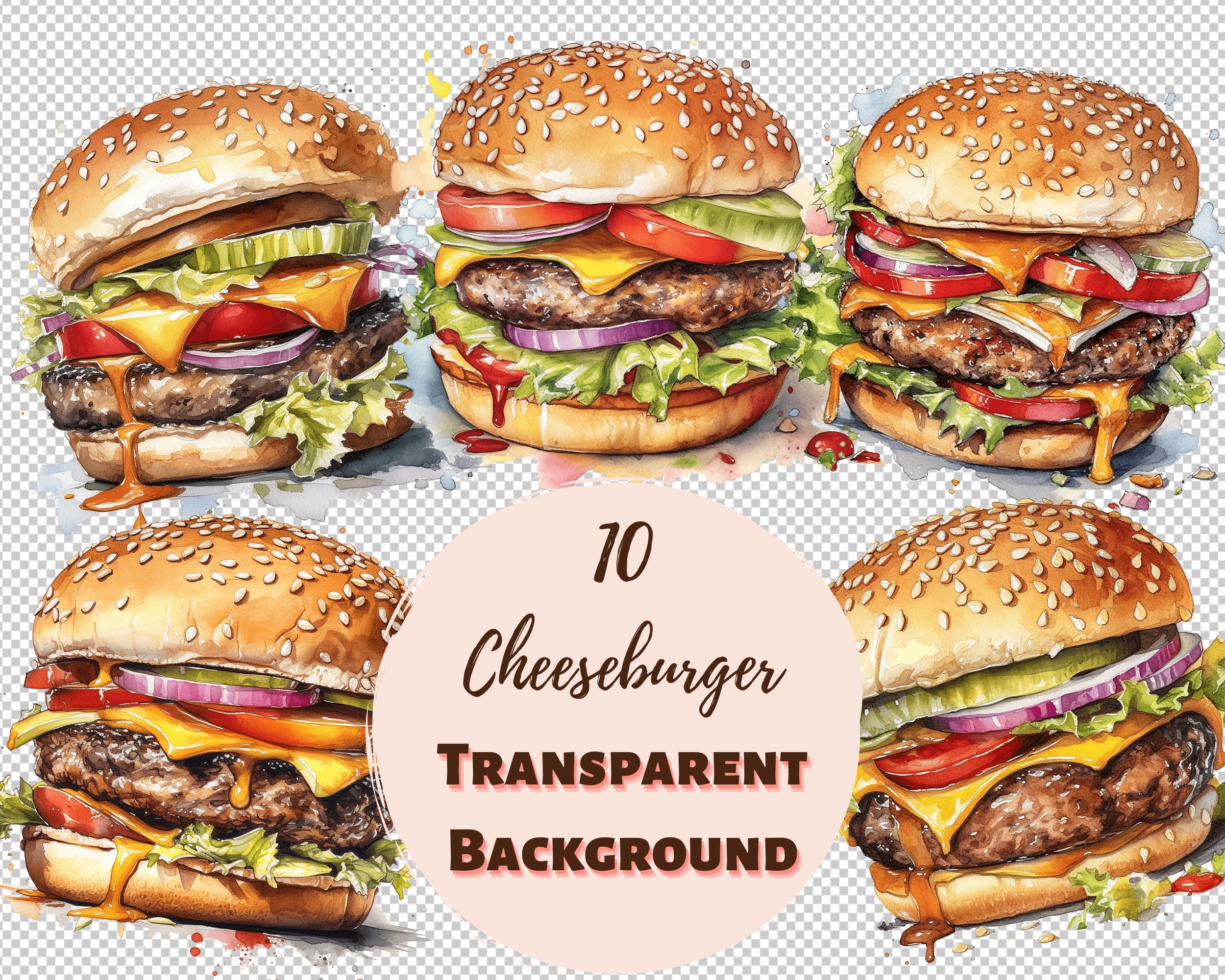 Cheeseburger Design Bundle PNG Transparent Clipart Collection ...