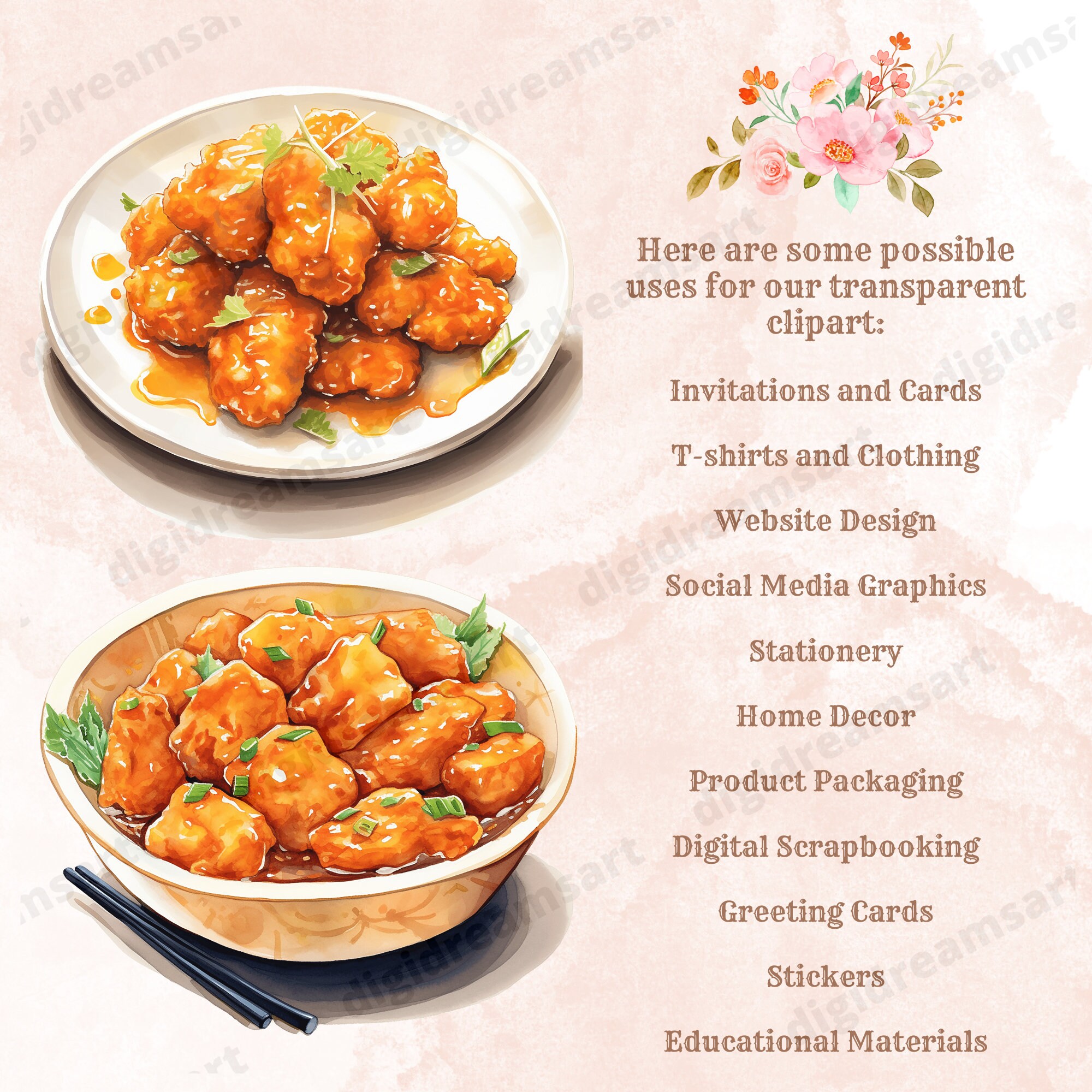 Orange Chicken Design Bundle PNG Transparent Clipart - Etsy