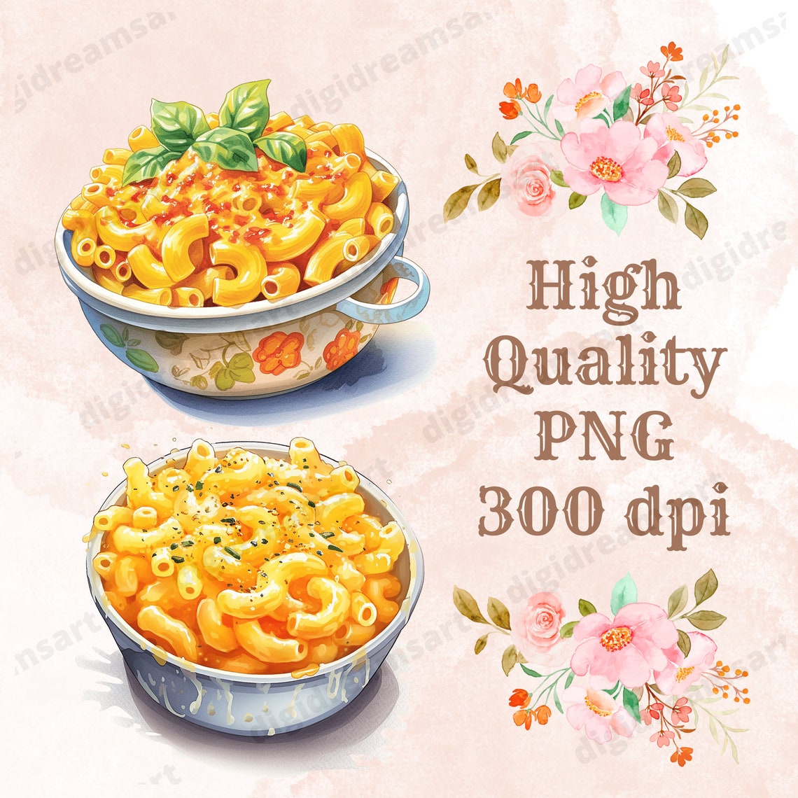 Mac and Cheese Clipart Bundle Transparent PNG Collection, Watercolor ...