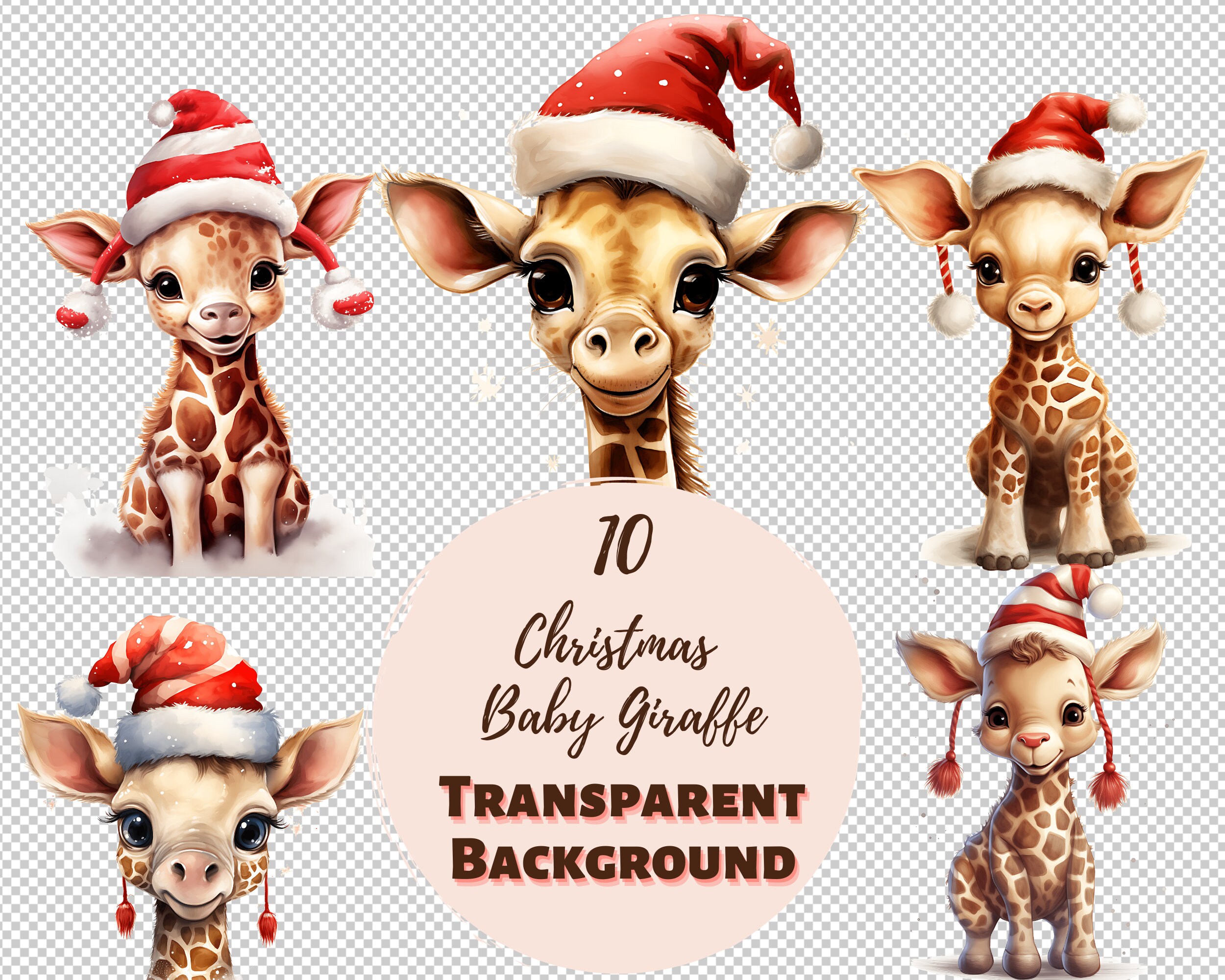 Christmas Baby Giraffe Design Bundle - PNG Transparent Clipart ...