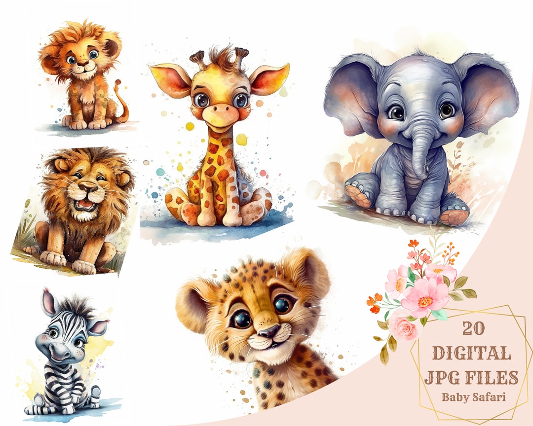 Baby Safari Design Bundle: Enchanting Clipart, Digital Prints, and T ...
