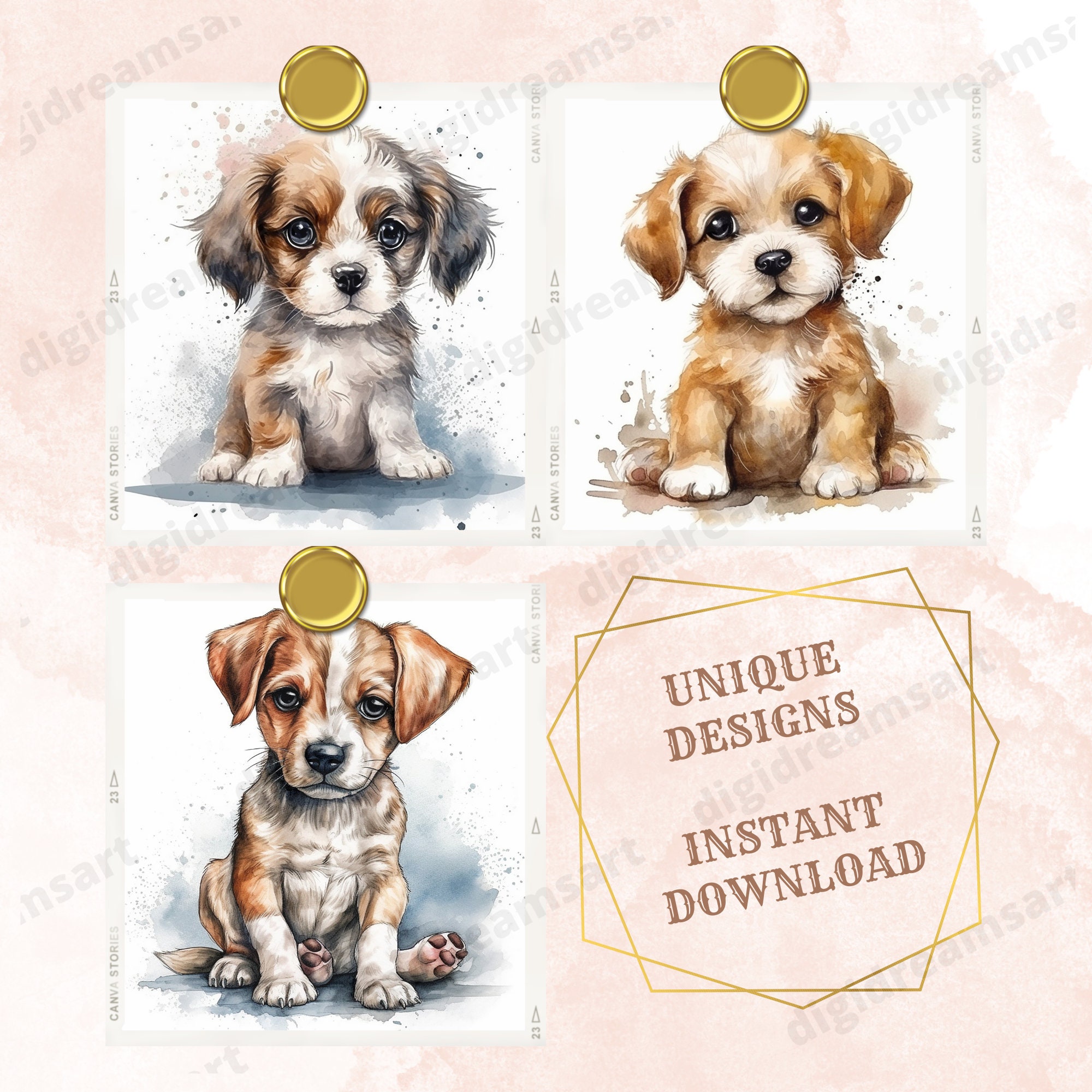 Cute Puppy Design Bundle: Cute Clipart Digital Prints and - Etsy