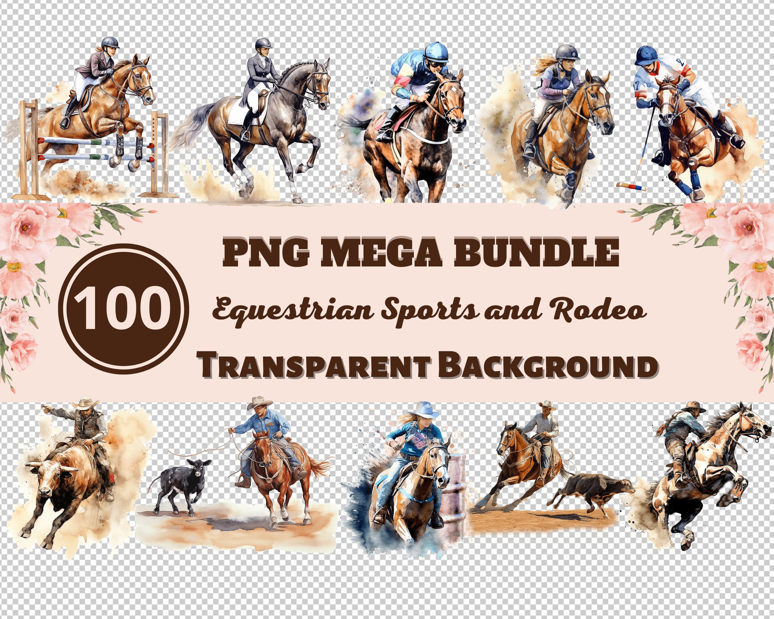 Equestrian Sports and Rodeo Mega Bundle 100 PNG Clipart Transparent PNG ...