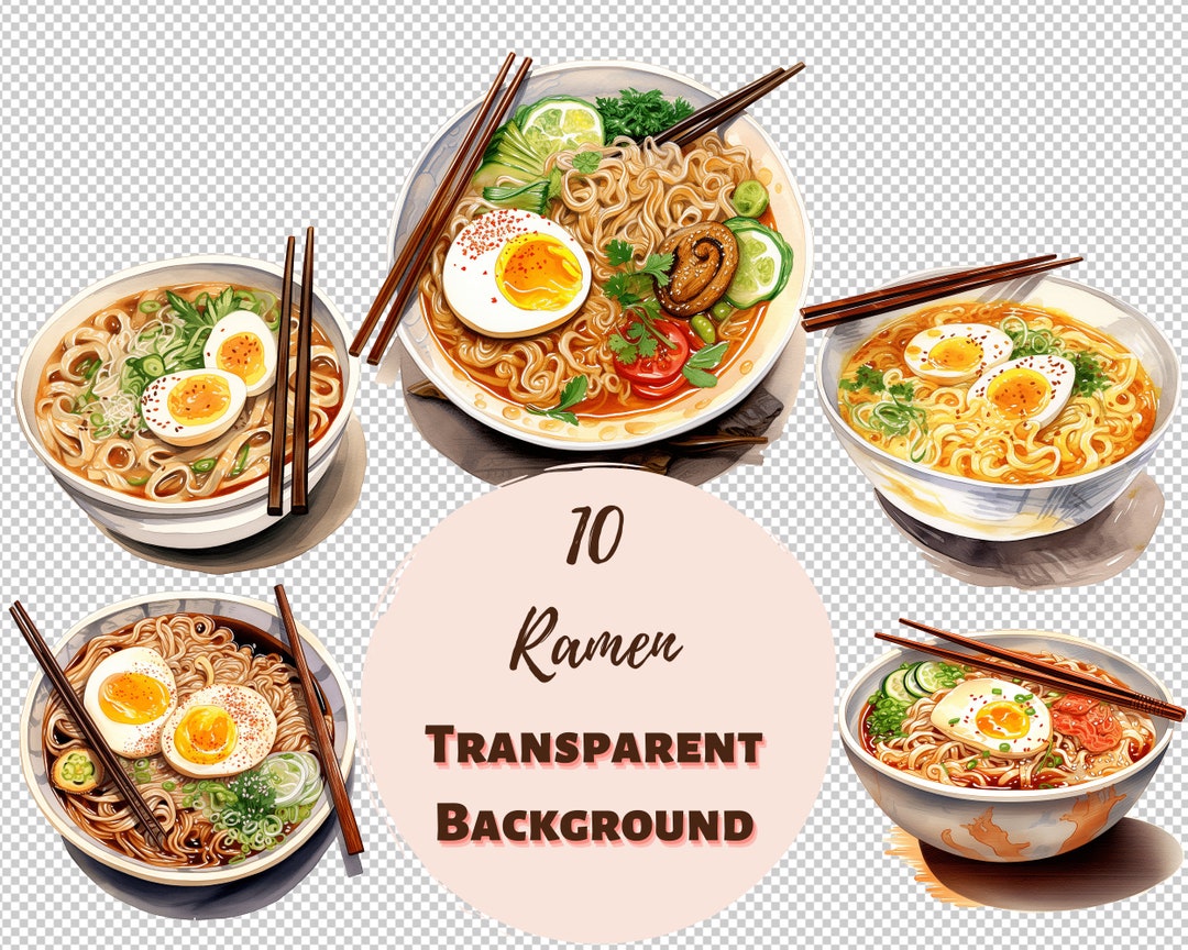 Ramen Design Bundle - PNG Transparent Clipart Collection, Watercolor ...