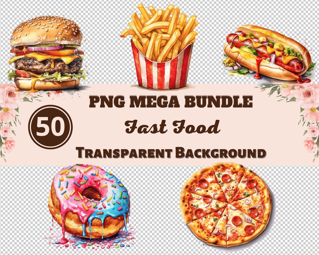 Fast Food Mega Bundle 50 PNG Clipart Images - Transparent PNG ...