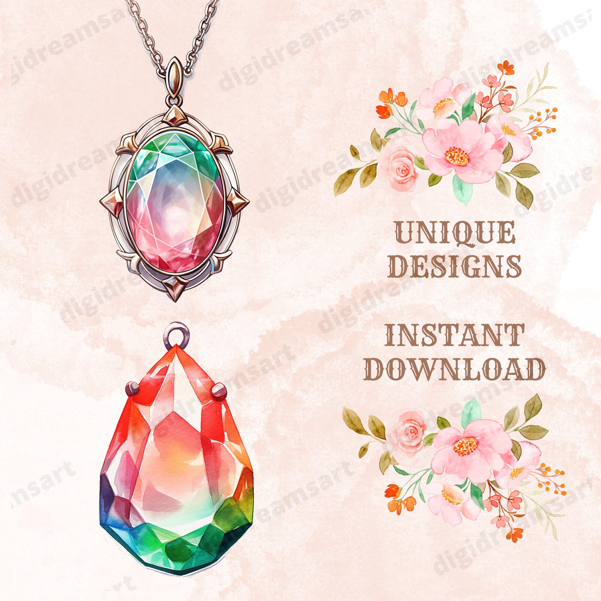 Birthstone Pendant Design Bundle - PNG Transparent Clipart Collection ...