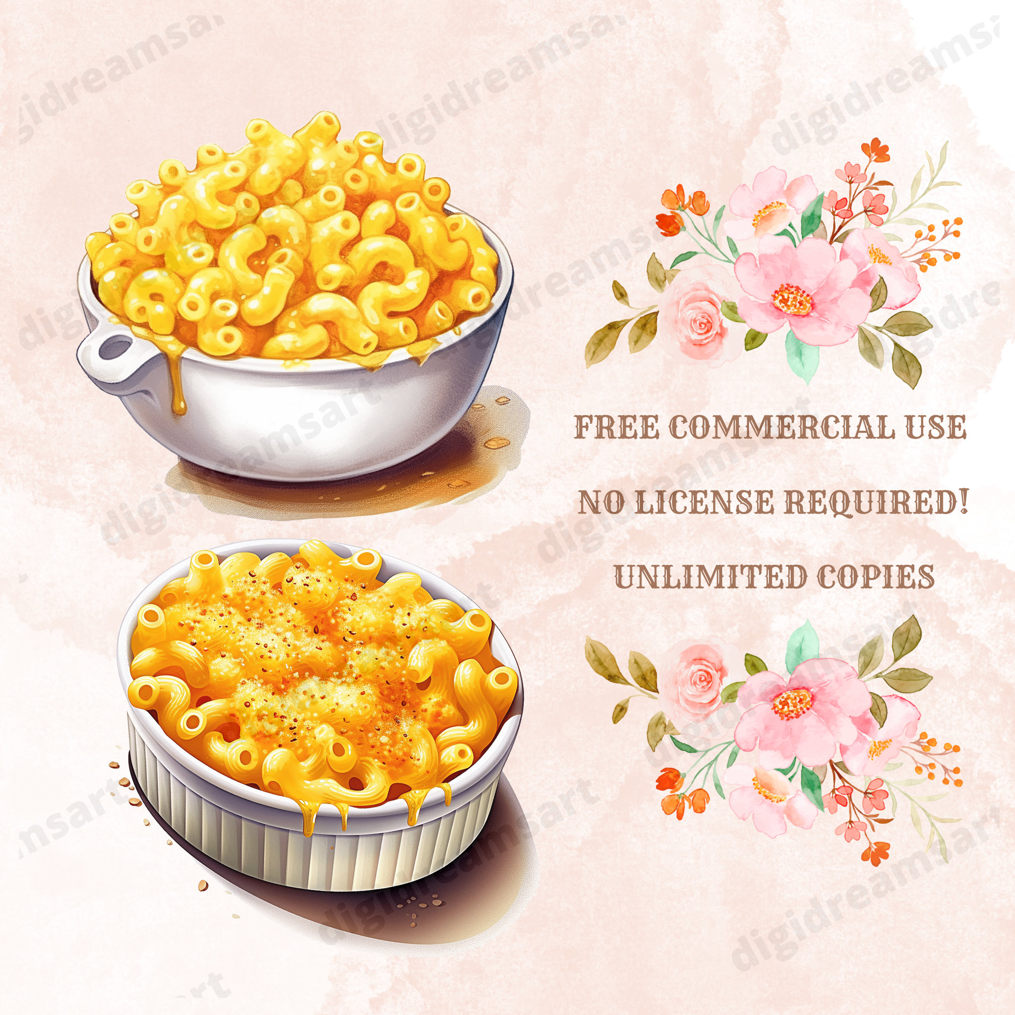 Mac and Cheese Clipart Bundle Transparent PNG Collection, Watercolor ...