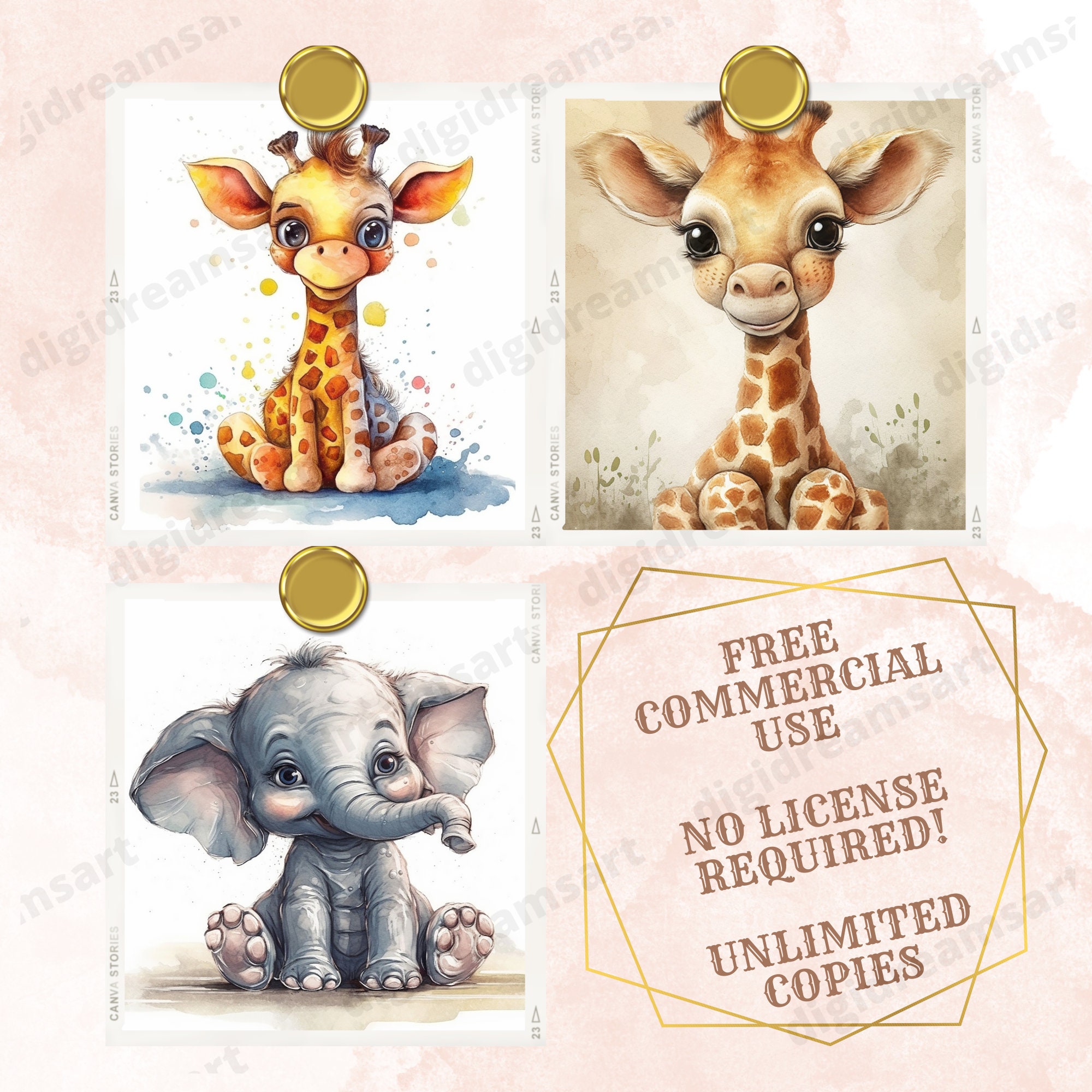 Baby Safari Design Bundle: Enchanting Clipart, Digital Prints, and T ...