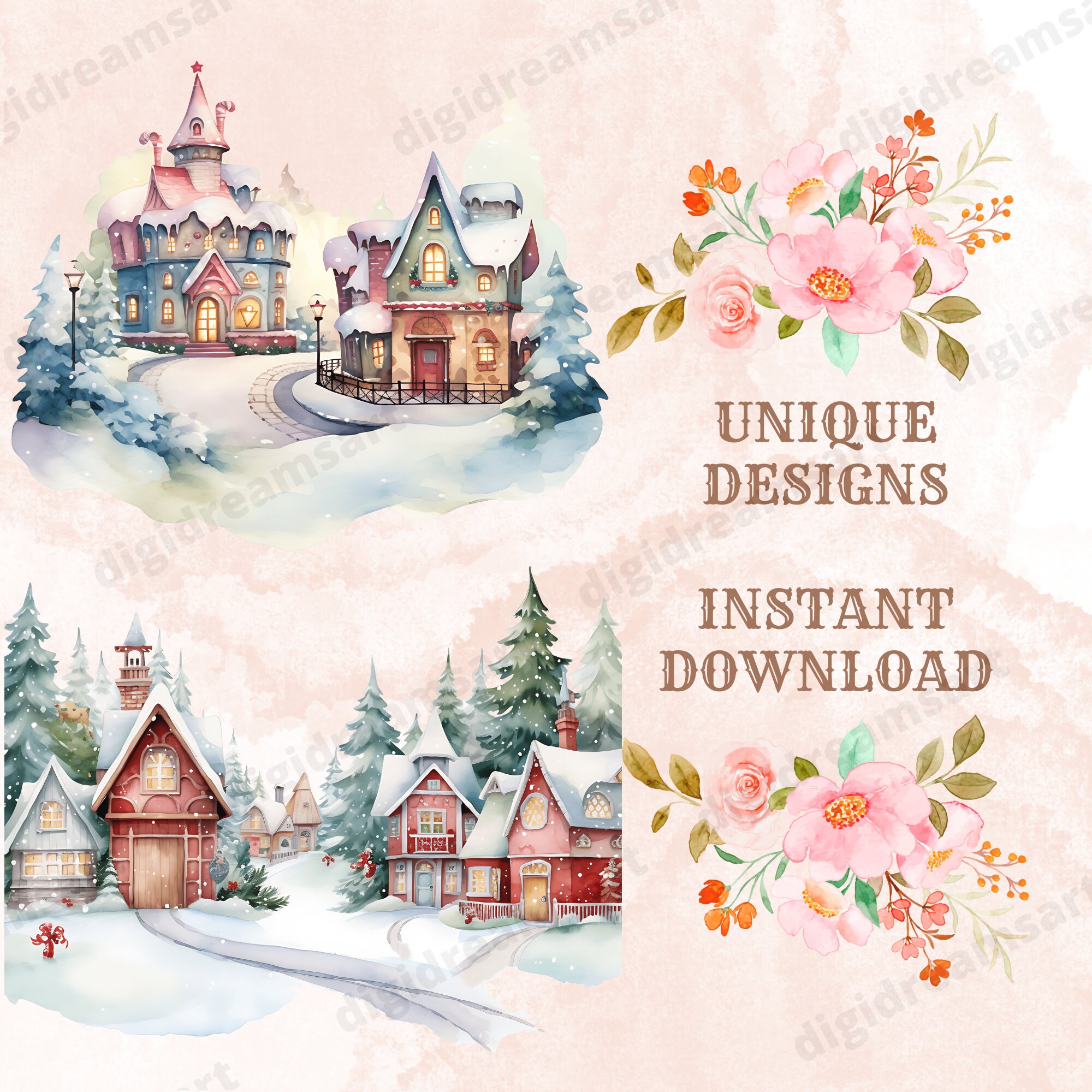 Santa's Village Design Bundle - PNG Transparent Clipart Collection ...